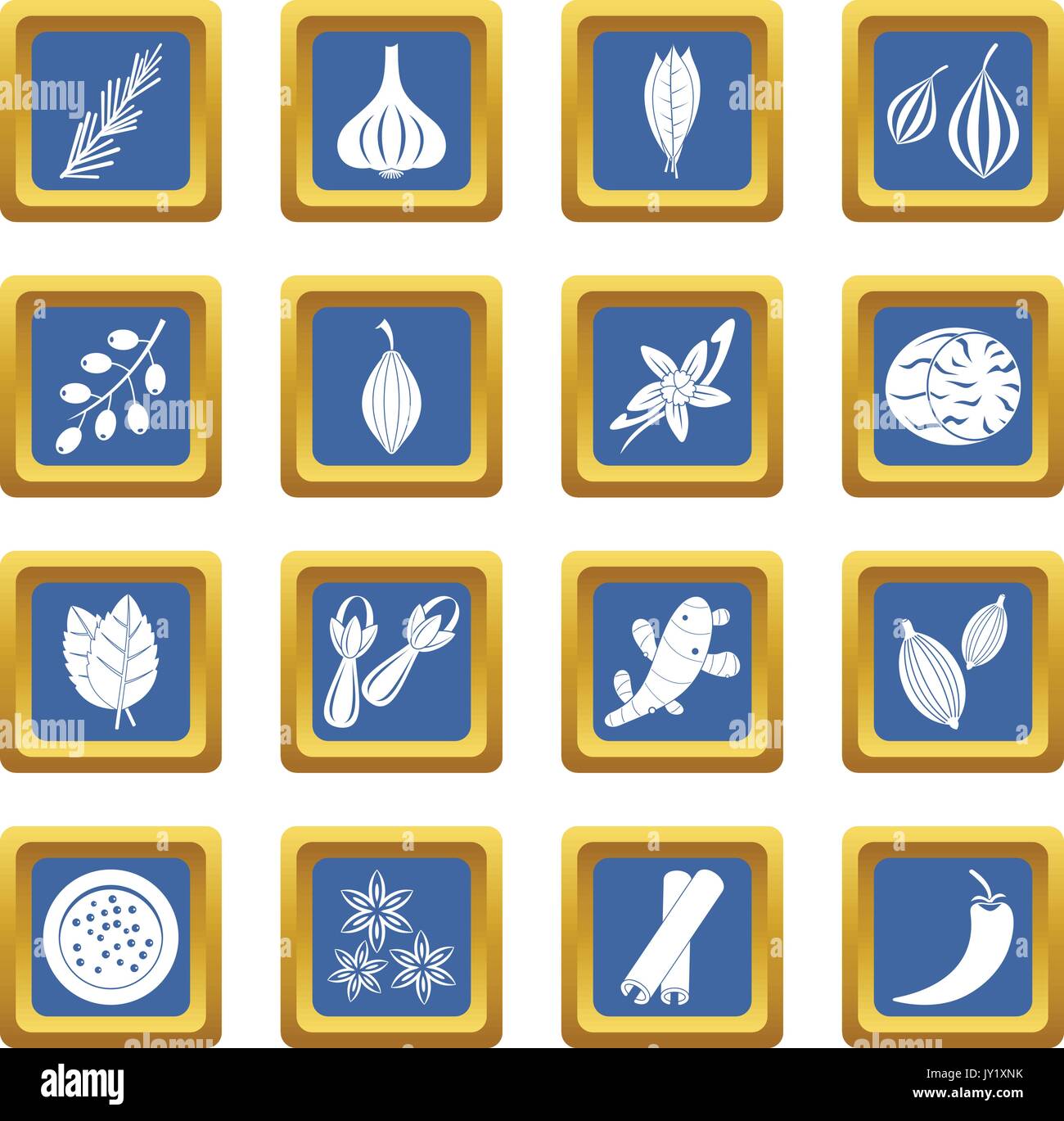 Spice icons set blue Stock Vector Image & Art - Alamy