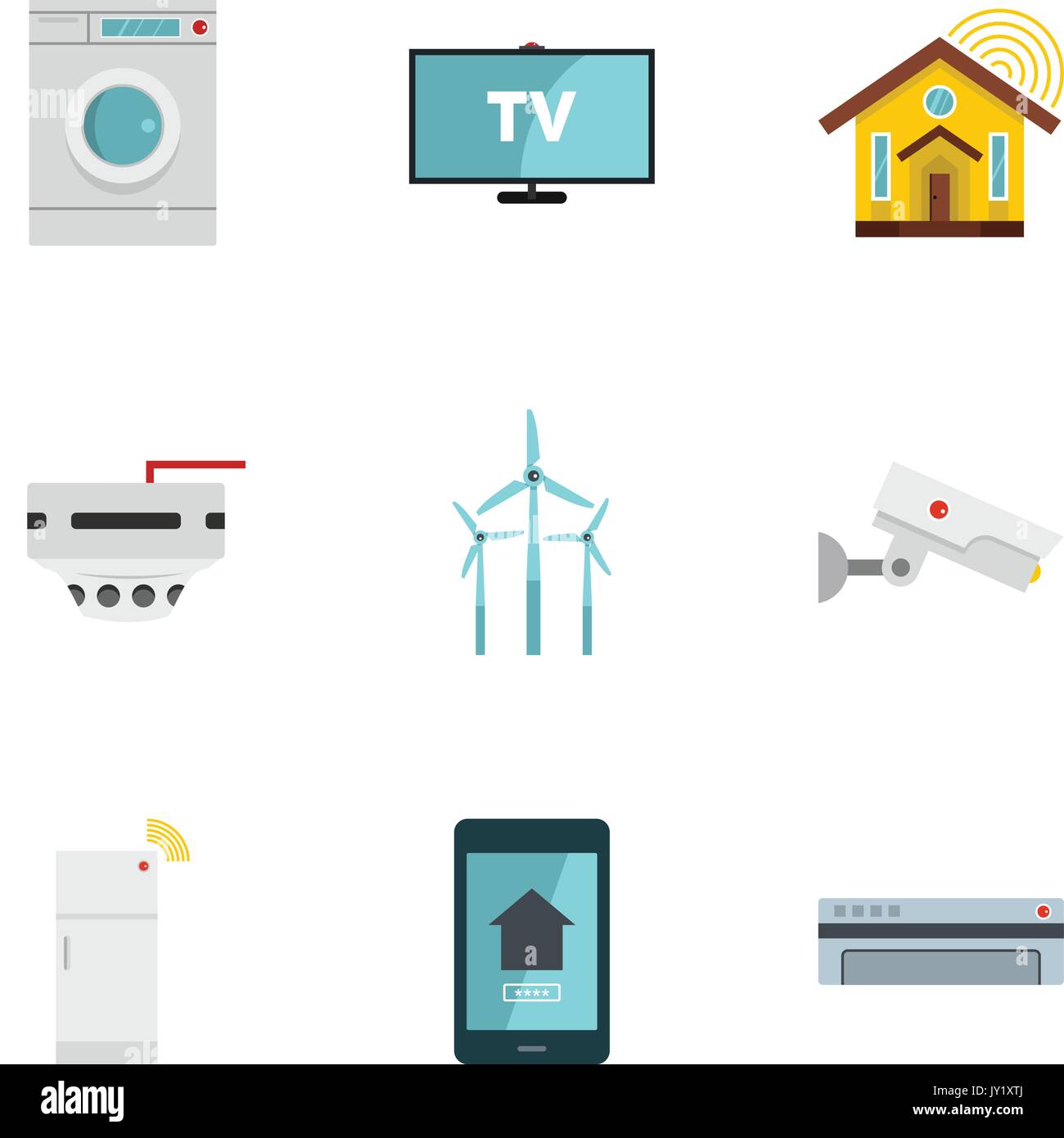 Smart home system icon set, flat style Stock Vector Image & Art - Alamy
