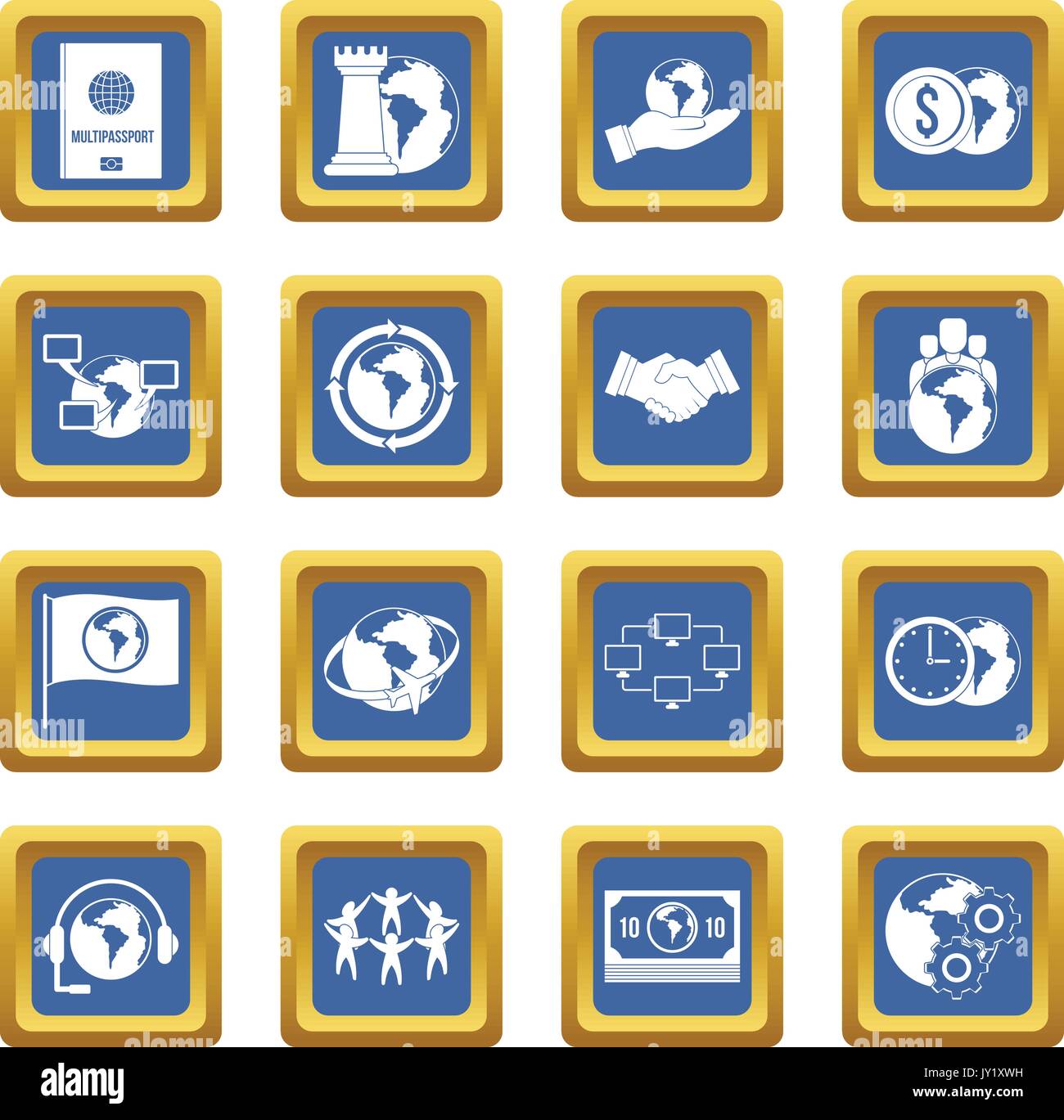 Global connections icons set blue Stock Vector Image & Art - Alamy