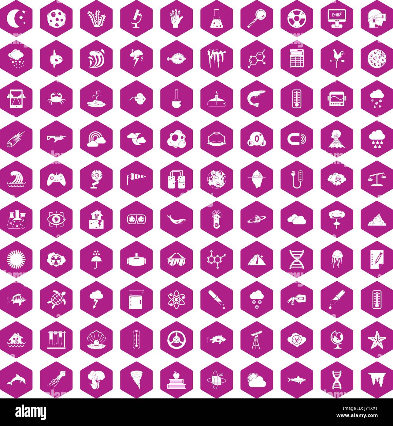 100 research icons hexagon violet Stock Vector Image & Art - Alamy