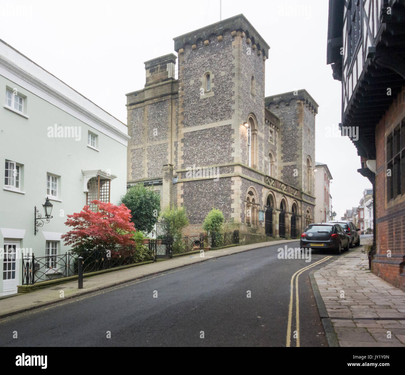 Street view looking uphill towards the Town Hall in Maltravers Street ...