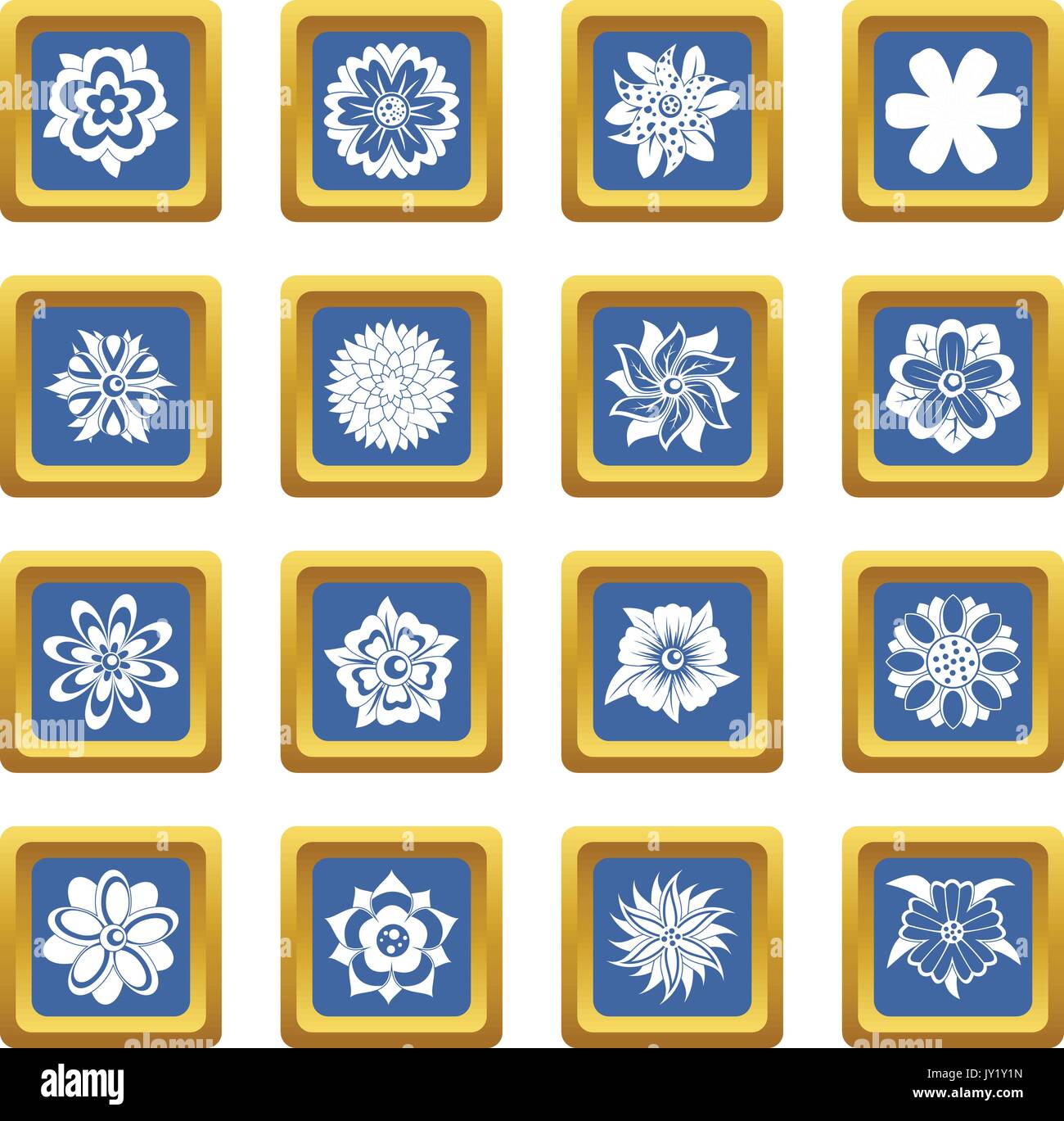 Different flowers icons set blue Stock Vector Image & Art - Alamy