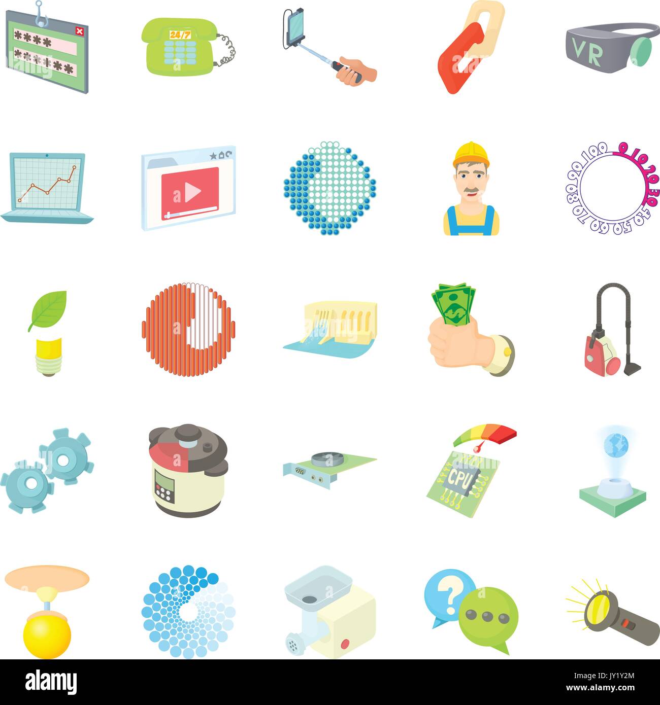 Illuminated icons set, cartoon style Stock Vector Image & Art - Alamy