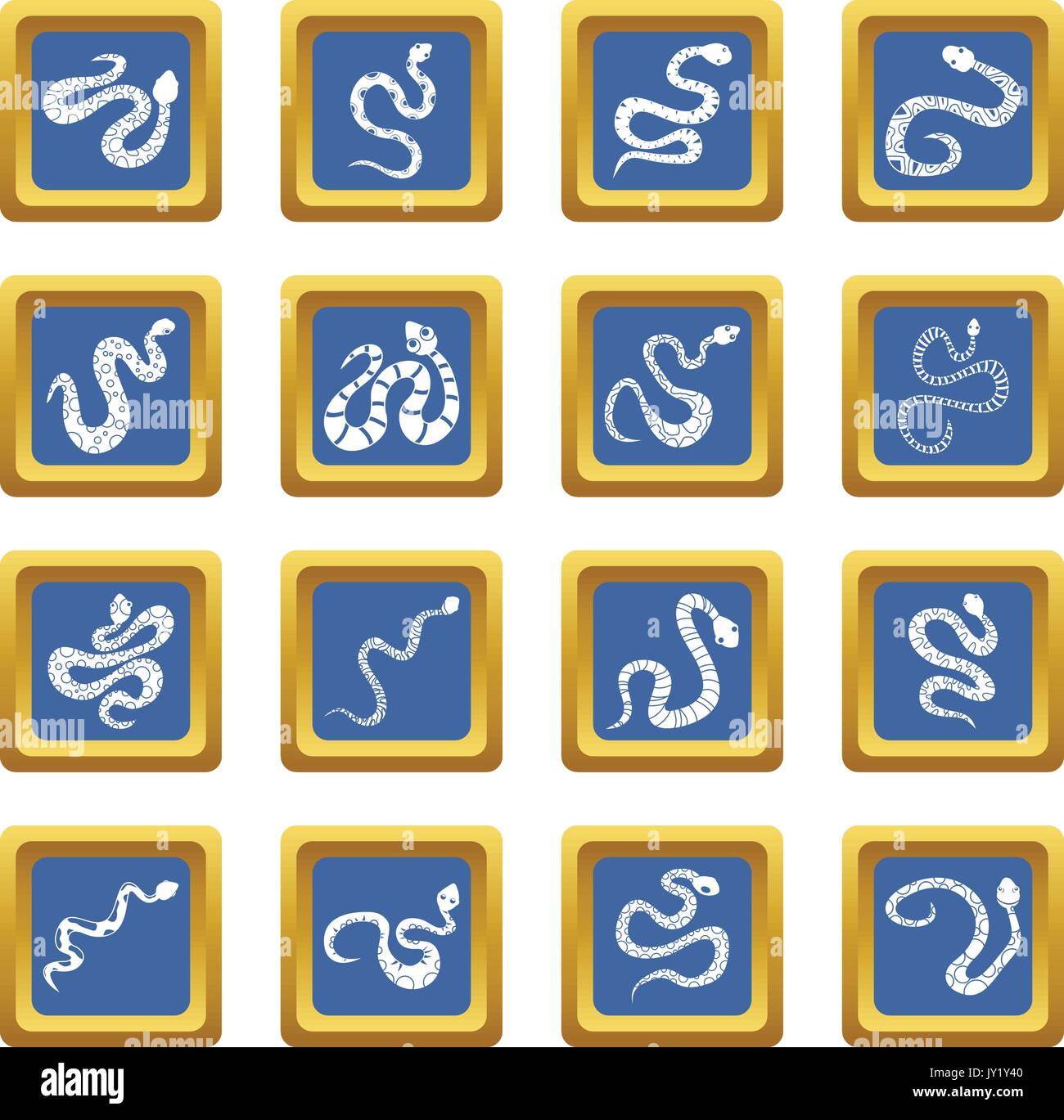 Snake icons set blue Stock Vector Image & Art - Alamy