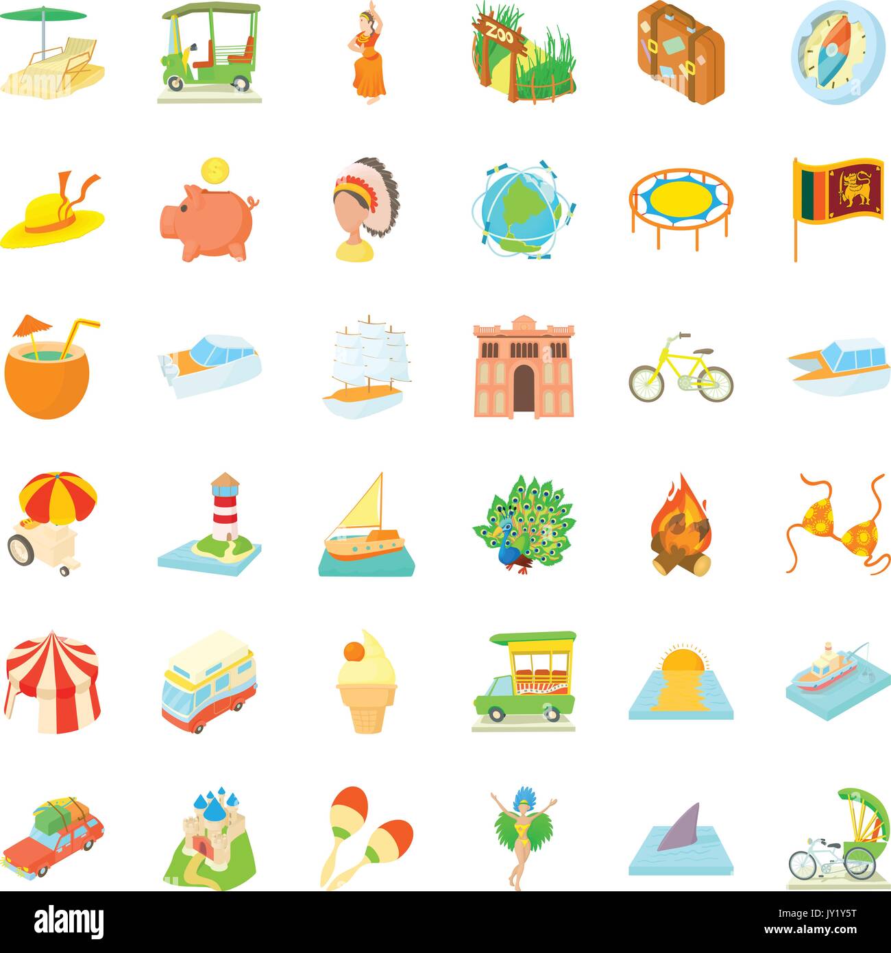 Summer adventure icons set, cartoon style Stock Vector Image & Art - Alamy