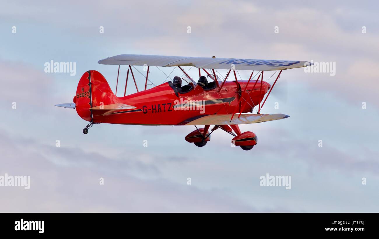 Hatz CB-1 biplane taking off from Old Warden Aerodrome Stock Photo - Alamy