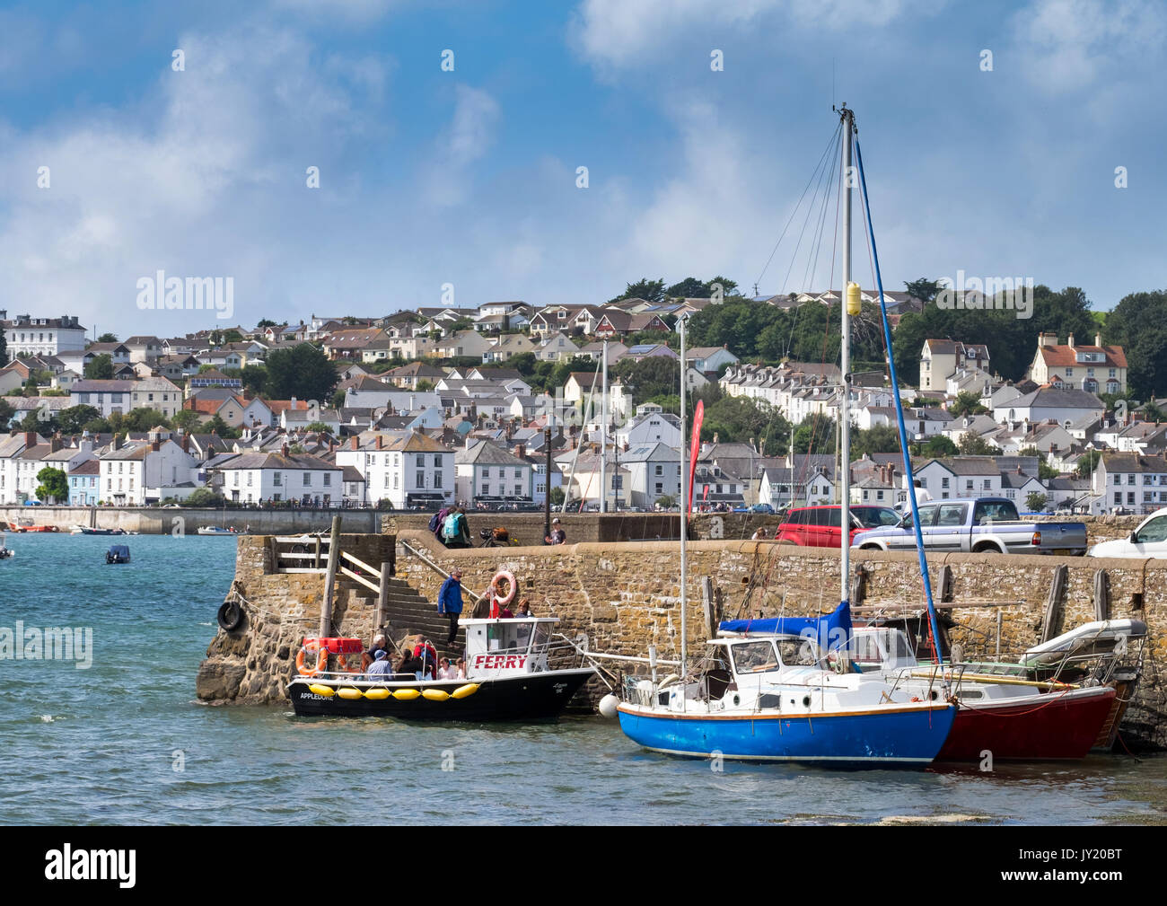 Appledore to Instow Ferry arriving at Instow Quay with Appledore in the ...