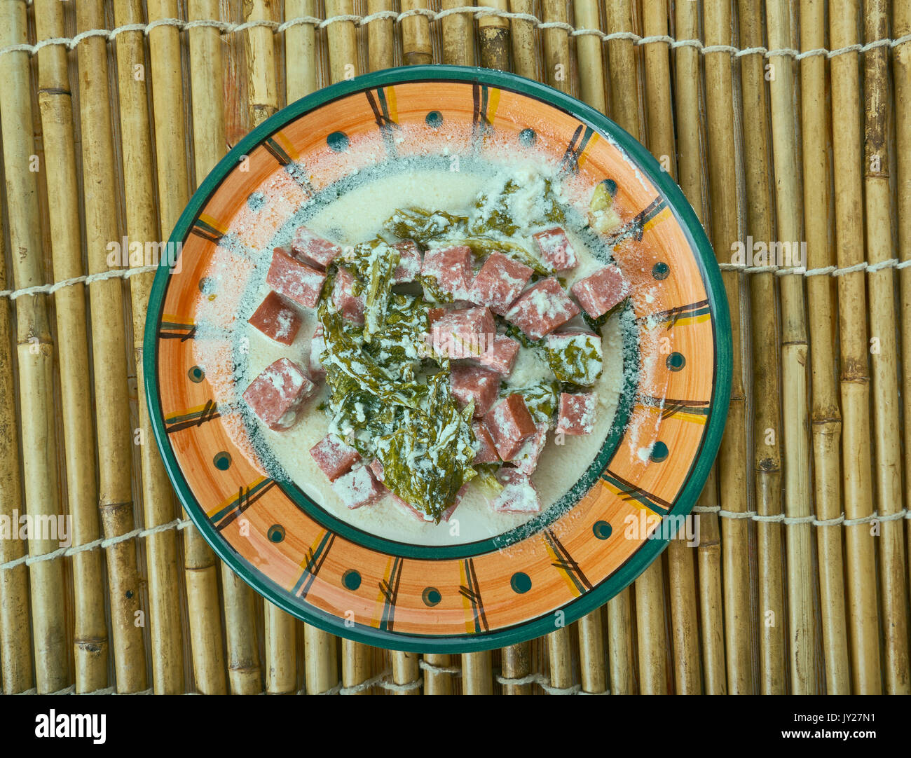 Samoan Coconut Creamed “Spinach” - Palusami. Samoa cuisine Stock Photo ...