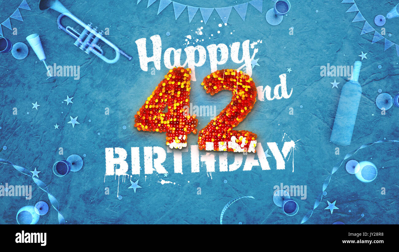 Happy 42nd Birthday Card with beautiful details such as wine bottle ...