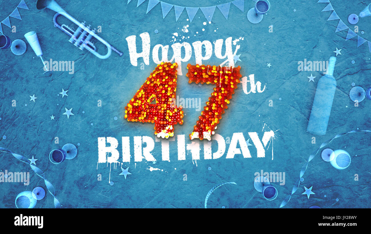 Happy 47th Birthday Card with beautiful details such as wine bottle ...
