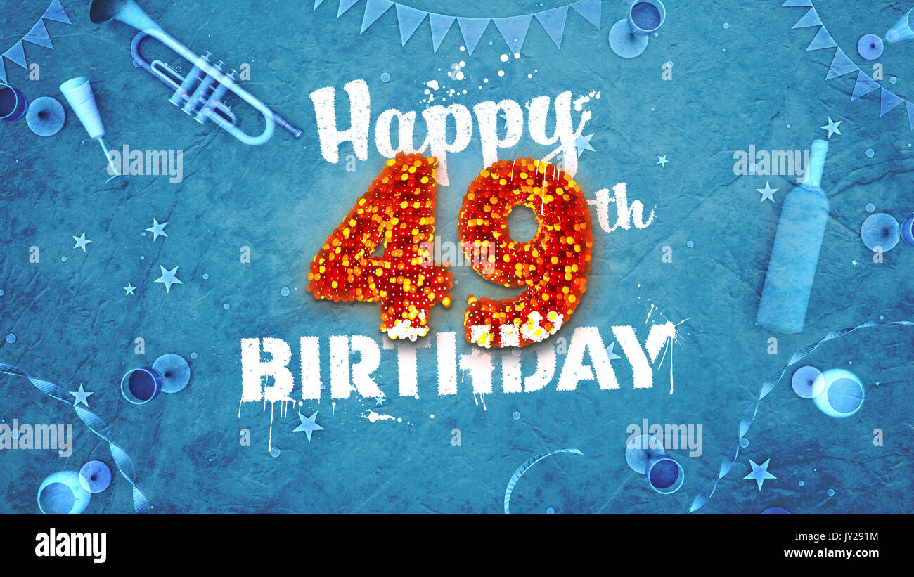 Happy 49th Birthday Card with beautiful details such as wine bottle ...
