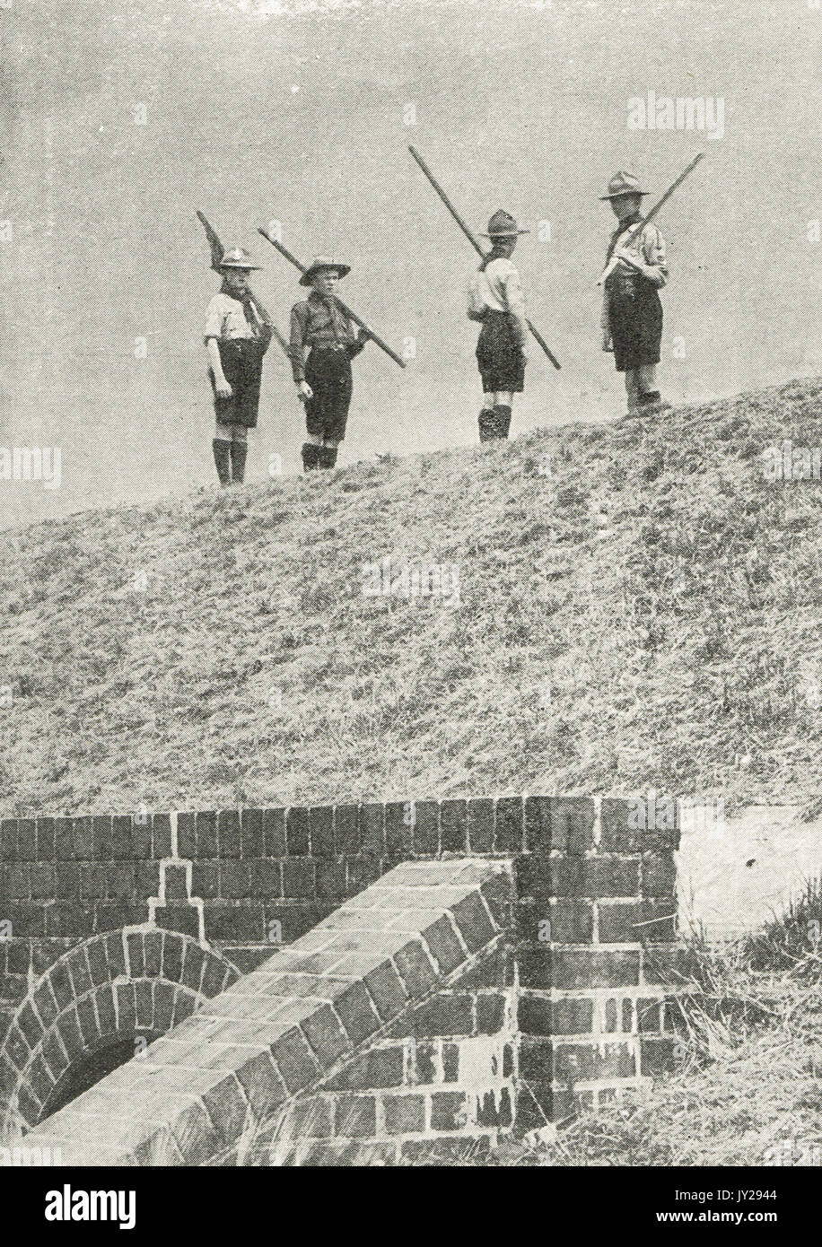 Boy scouts guarding a railway tunnel UK, WW1 Stock Photo - Alamy