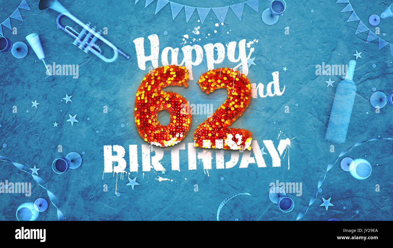 Happy 62nd Birthday Card with beautiful details such as wine bottle ...
