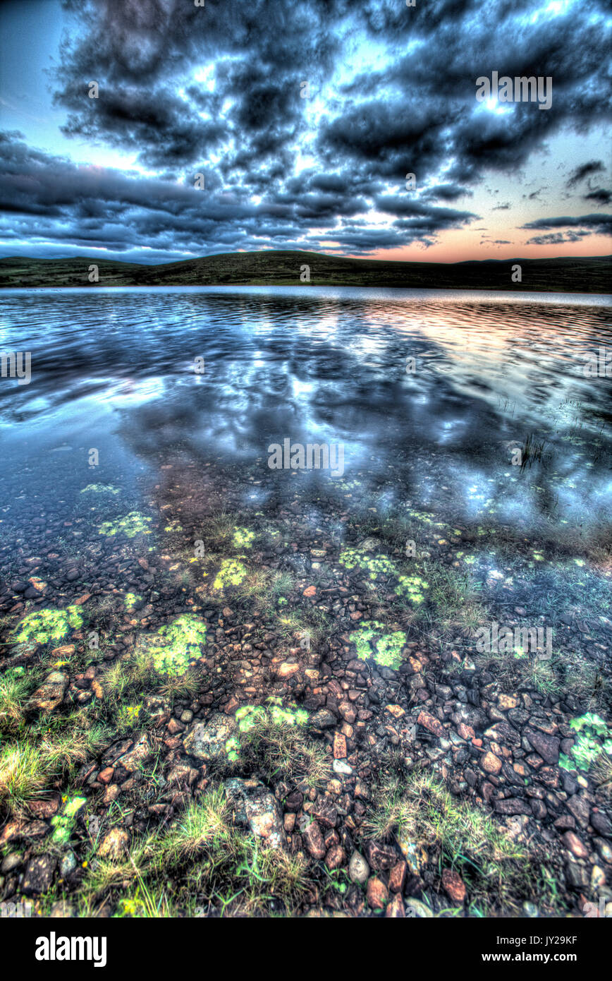 Area of Altnaharra, Scotland. Picturesque sunset view of Loch Naver ...