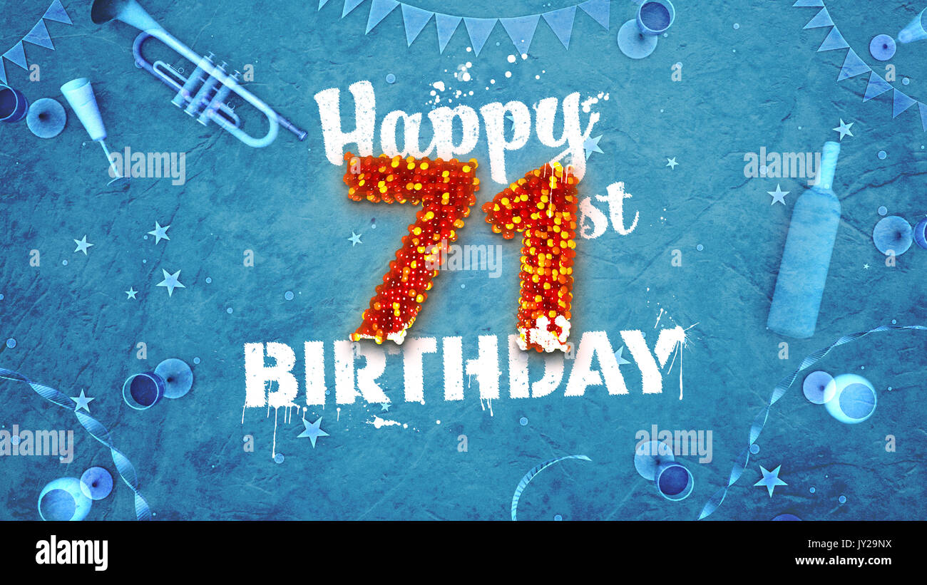 Happy 71st Birthday Card with beautiful details such as wine bottle ...