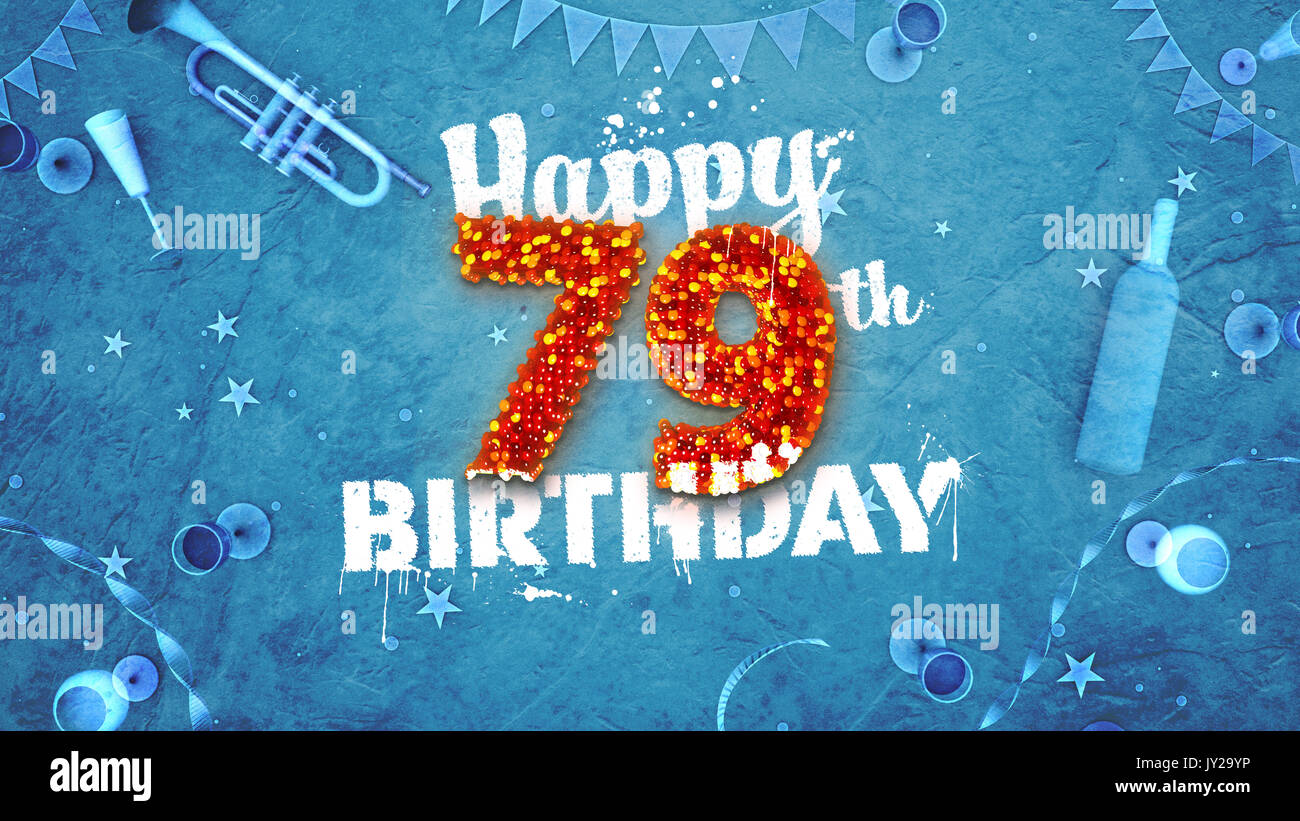 Happy 79th Birthday Card with beautiful details such as wine bottle ...