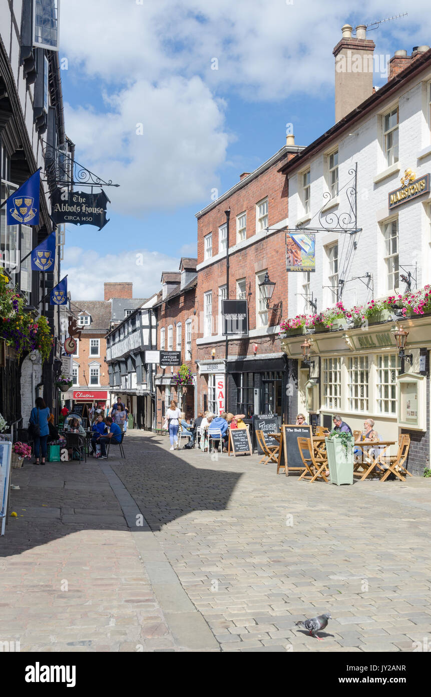 Shops and restaurants in Butcher Row in the heart of Shrewsbury ...
