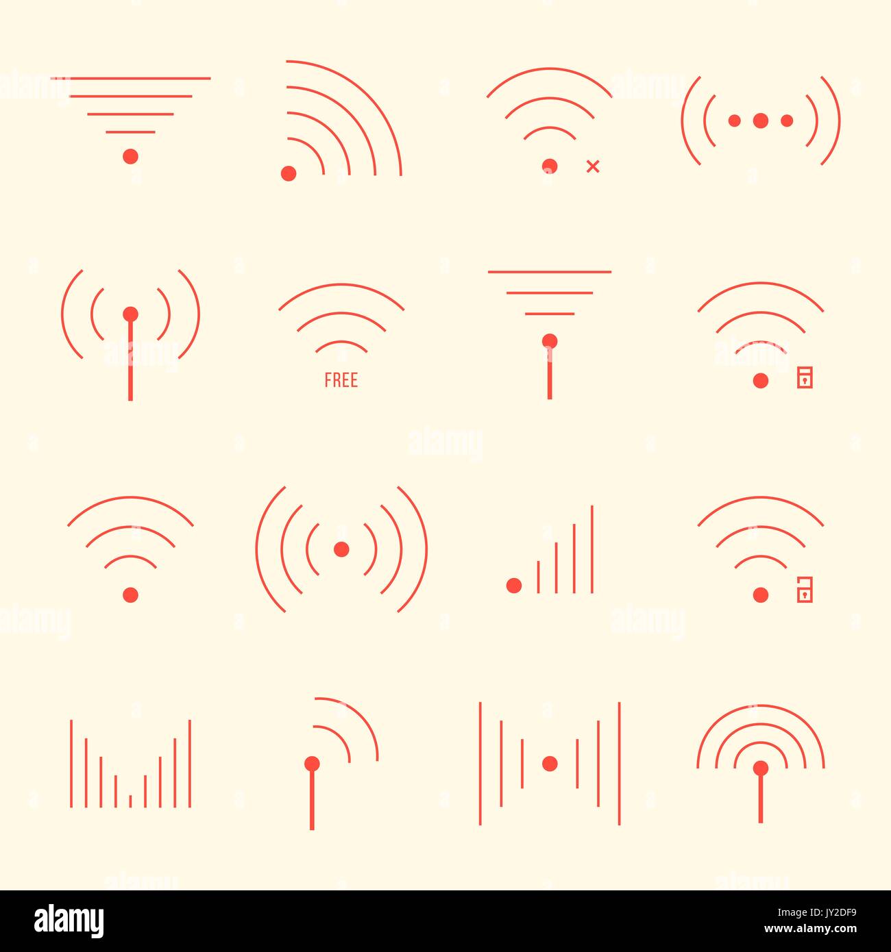 thin red wifi icons on yellow background Stock Vector Image & Art - Alamy