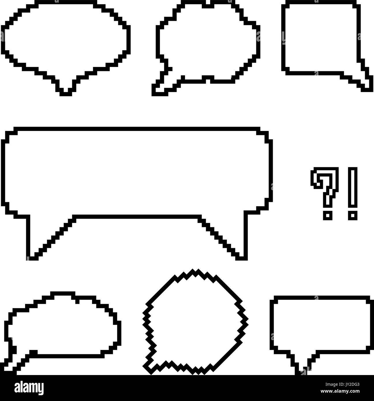 set of white pixel outline speech bubbles Stock Vector Image & Art - Alamy