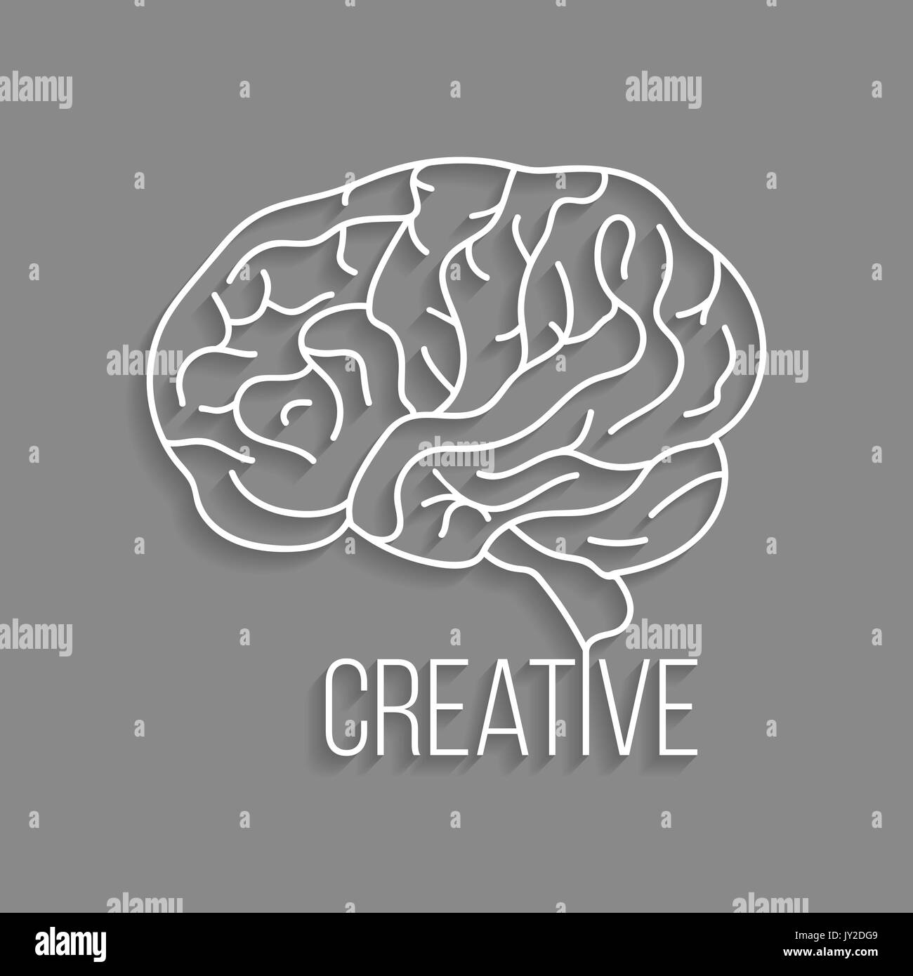 white outline brain with shadow Stock Vector Image & Art - Alamy