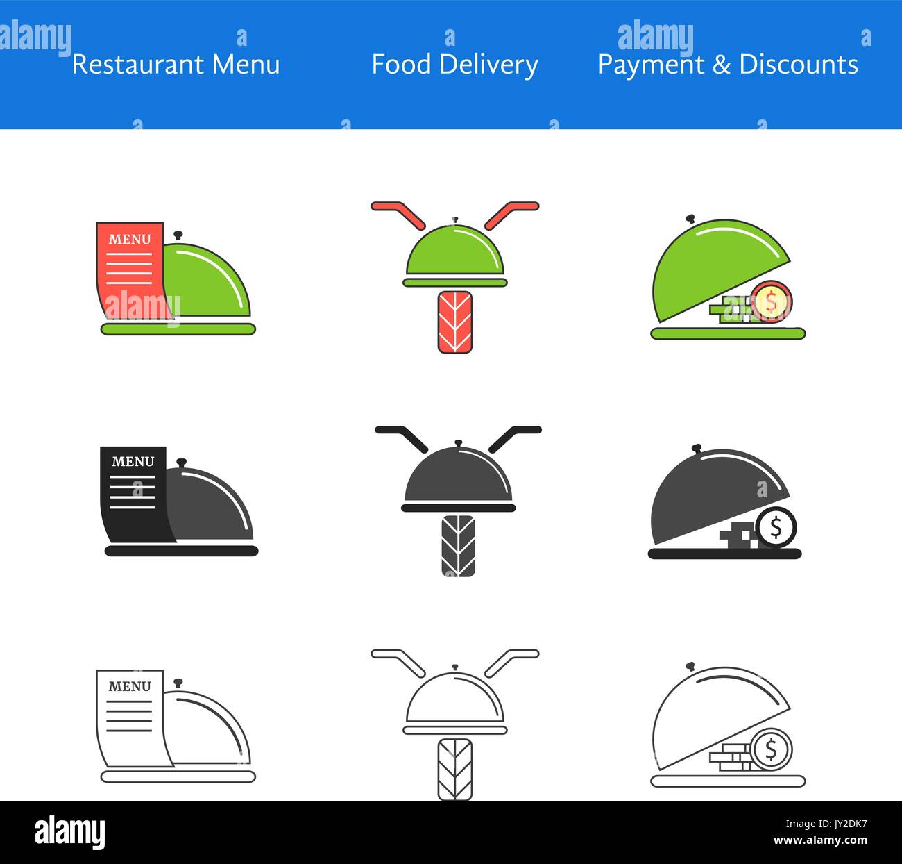 restaurant food delivery service icons Stock Vector Image & Art - Alamy