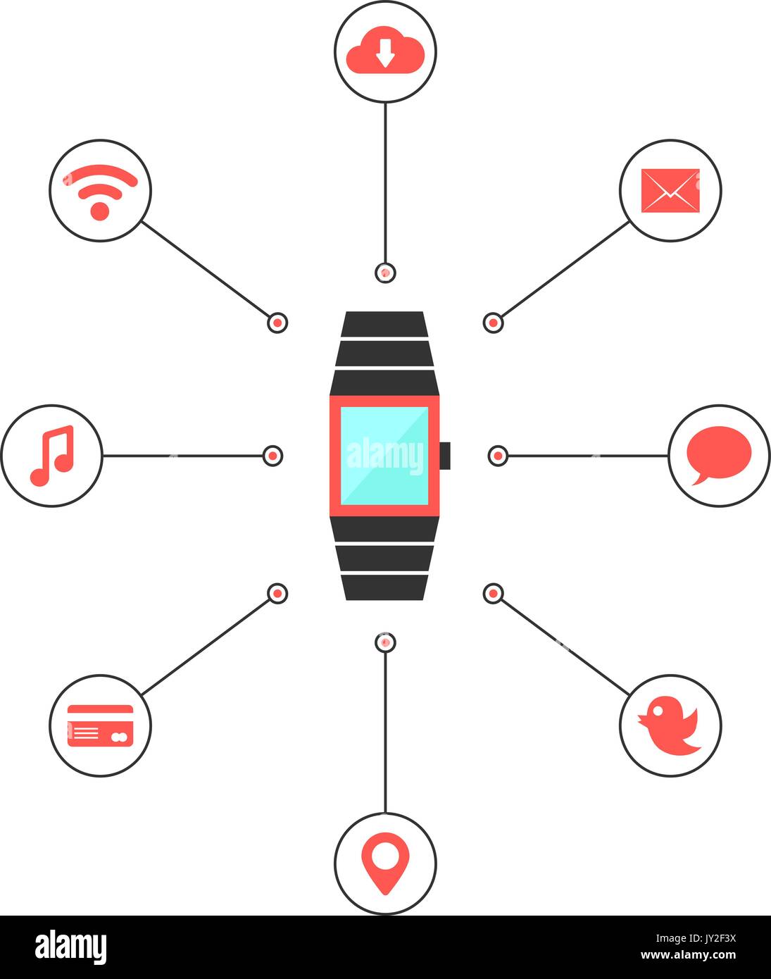 smart watches with social media icons Stock Vector Image & Art - Alamy
