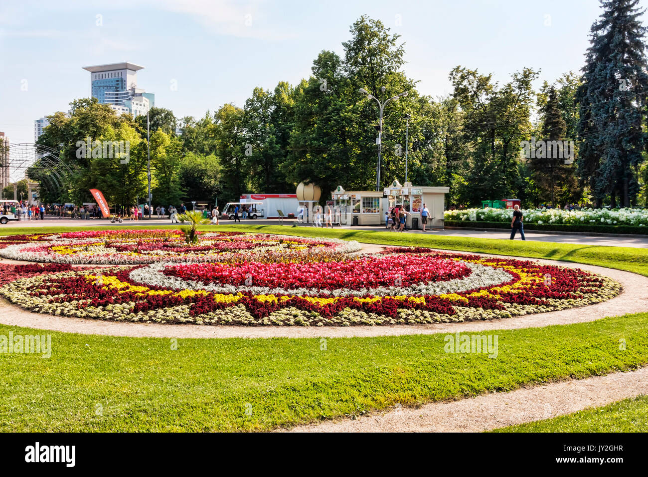 Moscow, Russian Federation - August 2, 2017: Sokolniki Park with people ...