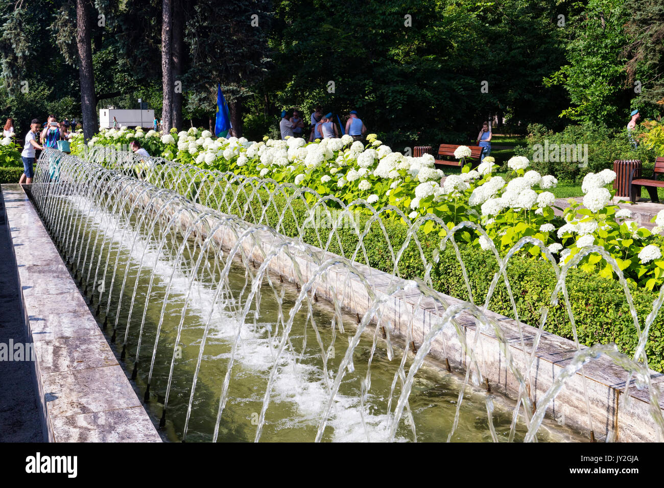 Moscow, Russian Federation - August 2, 2017: Sokolniki Park with people ...