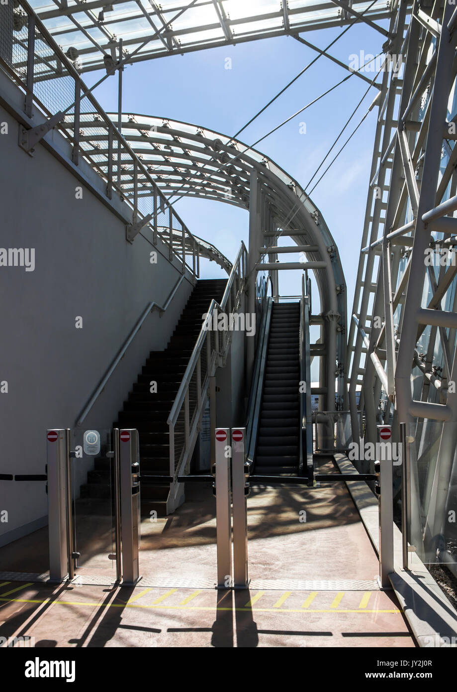 moving staircase of exit/entrance of Venice Monorail line which ...