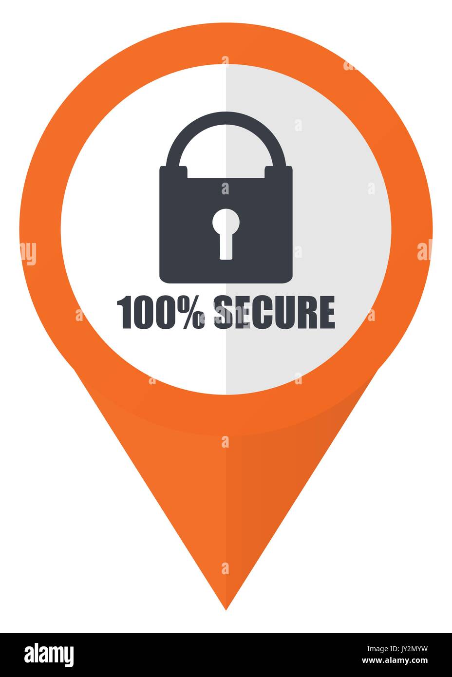 Secure orange pointer vector icon in eps 10 isolated on white ...
