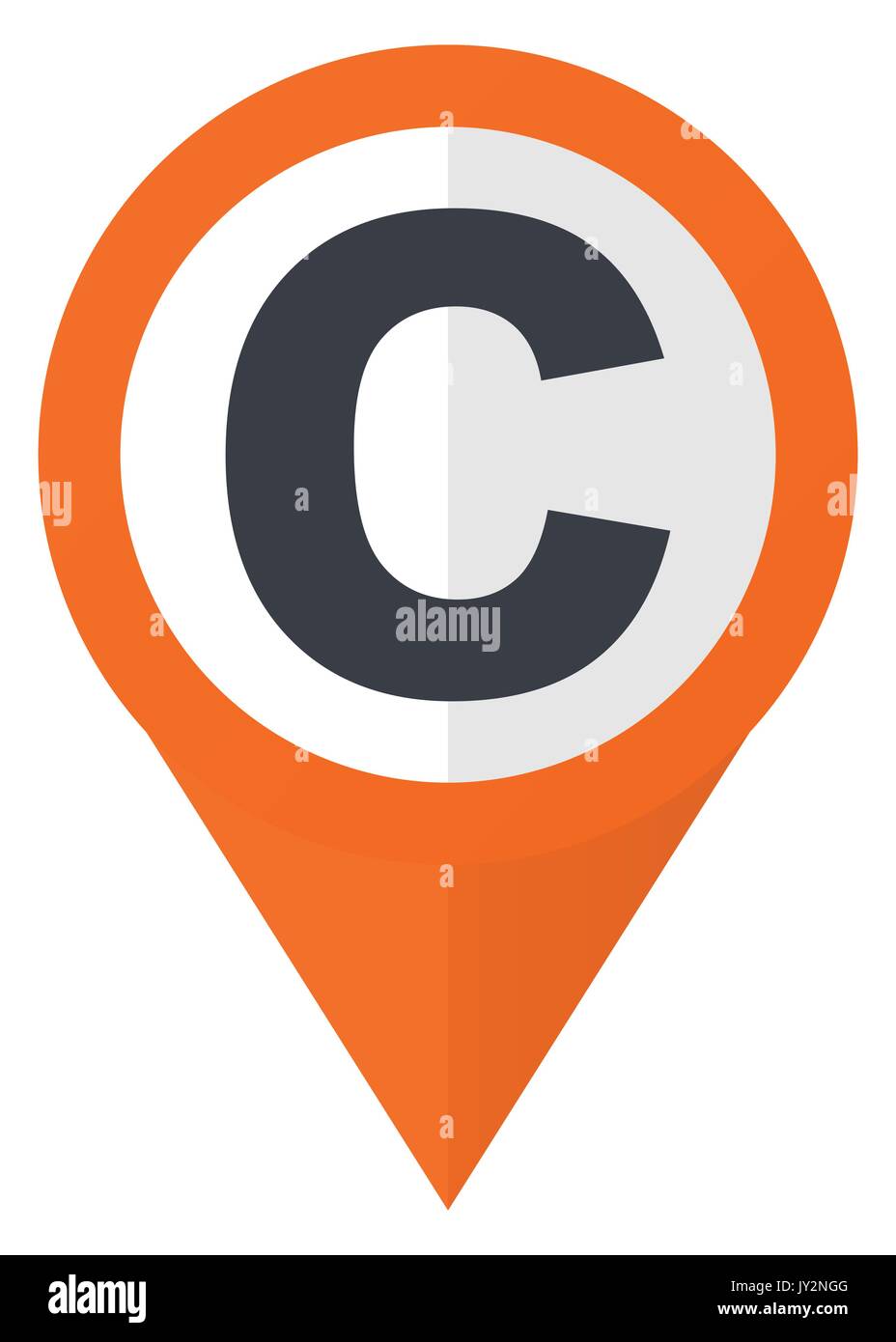 Copyright orange pointer vector icon in eps 10 isolated on white ...