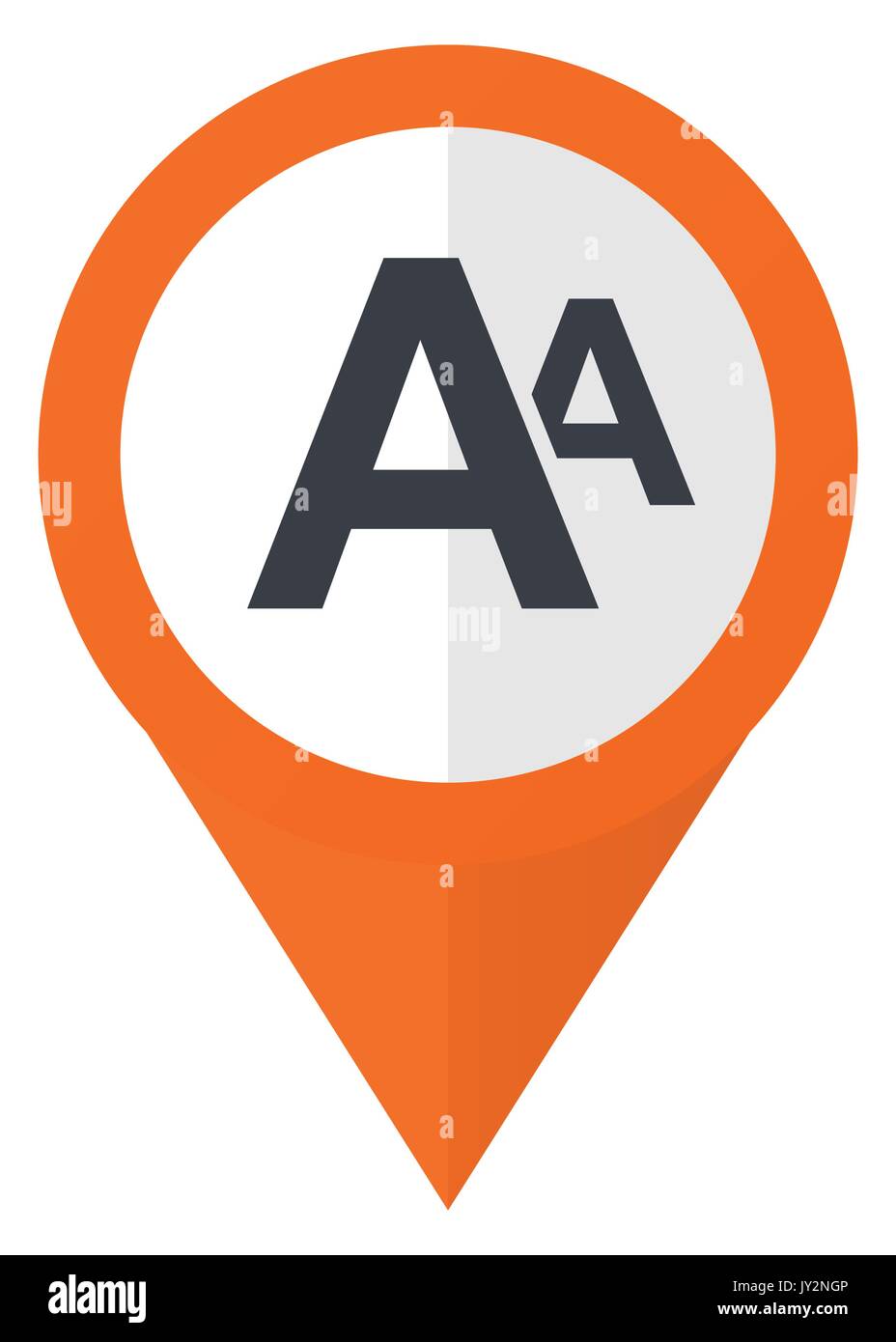 Alphabet orange pointer vector icon in eps 10 isolated on white ...