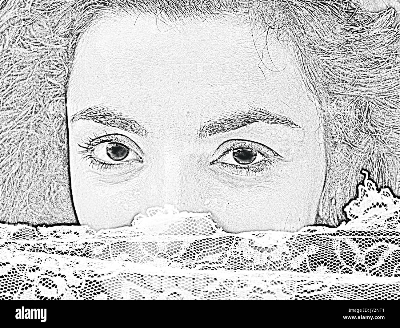 Girl drawing face Black and White Stock Photos & Images - Alamy