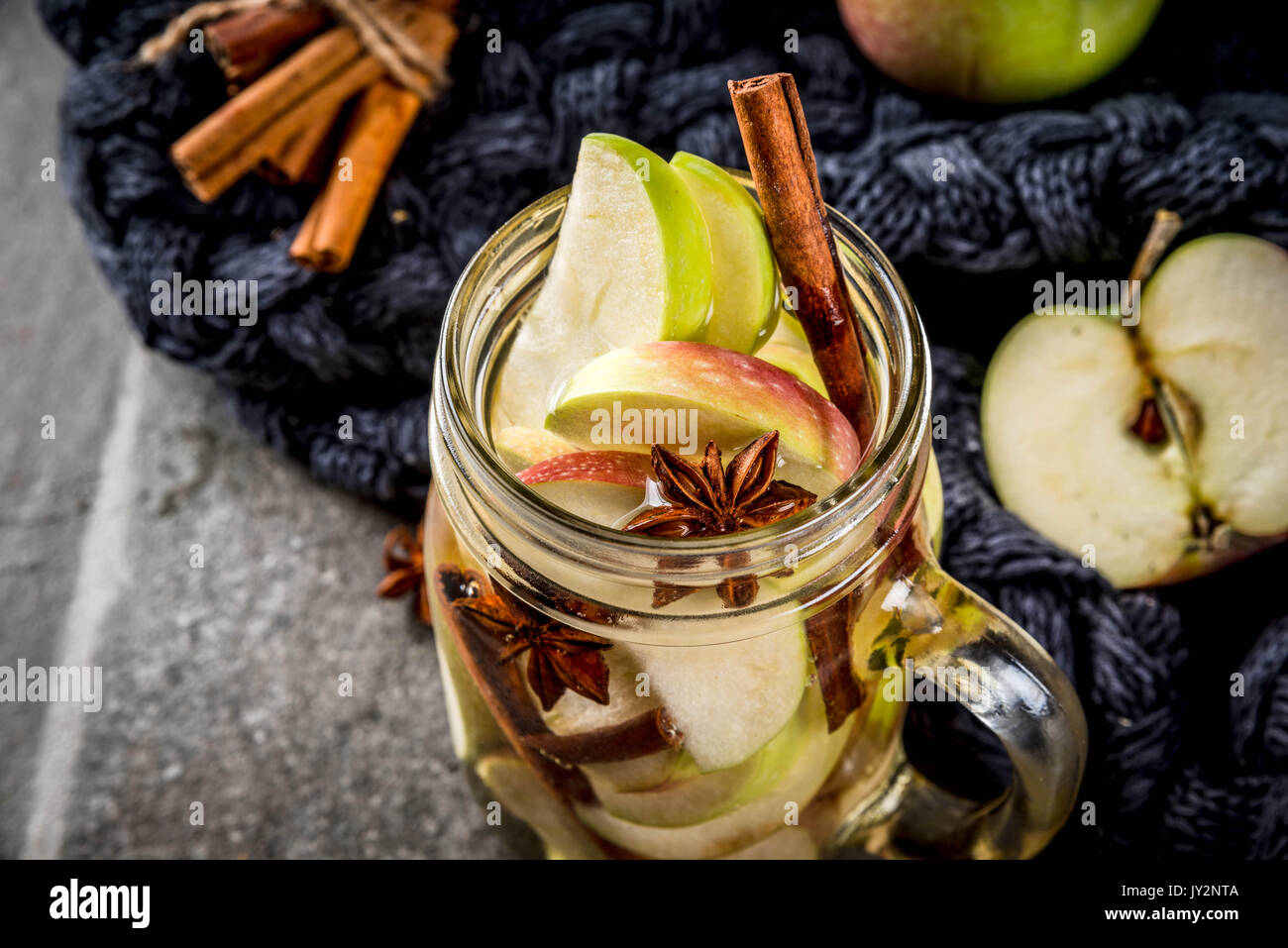 Autumn cocktail. Infused diet detox water with apples and spices ...