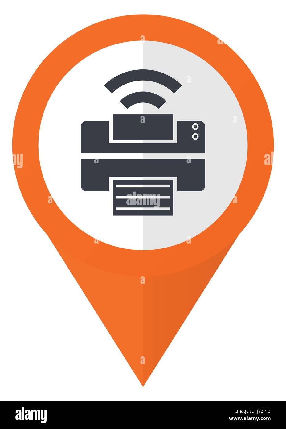 Printer orange pointer vector icon in eps 10 isolated on white ...