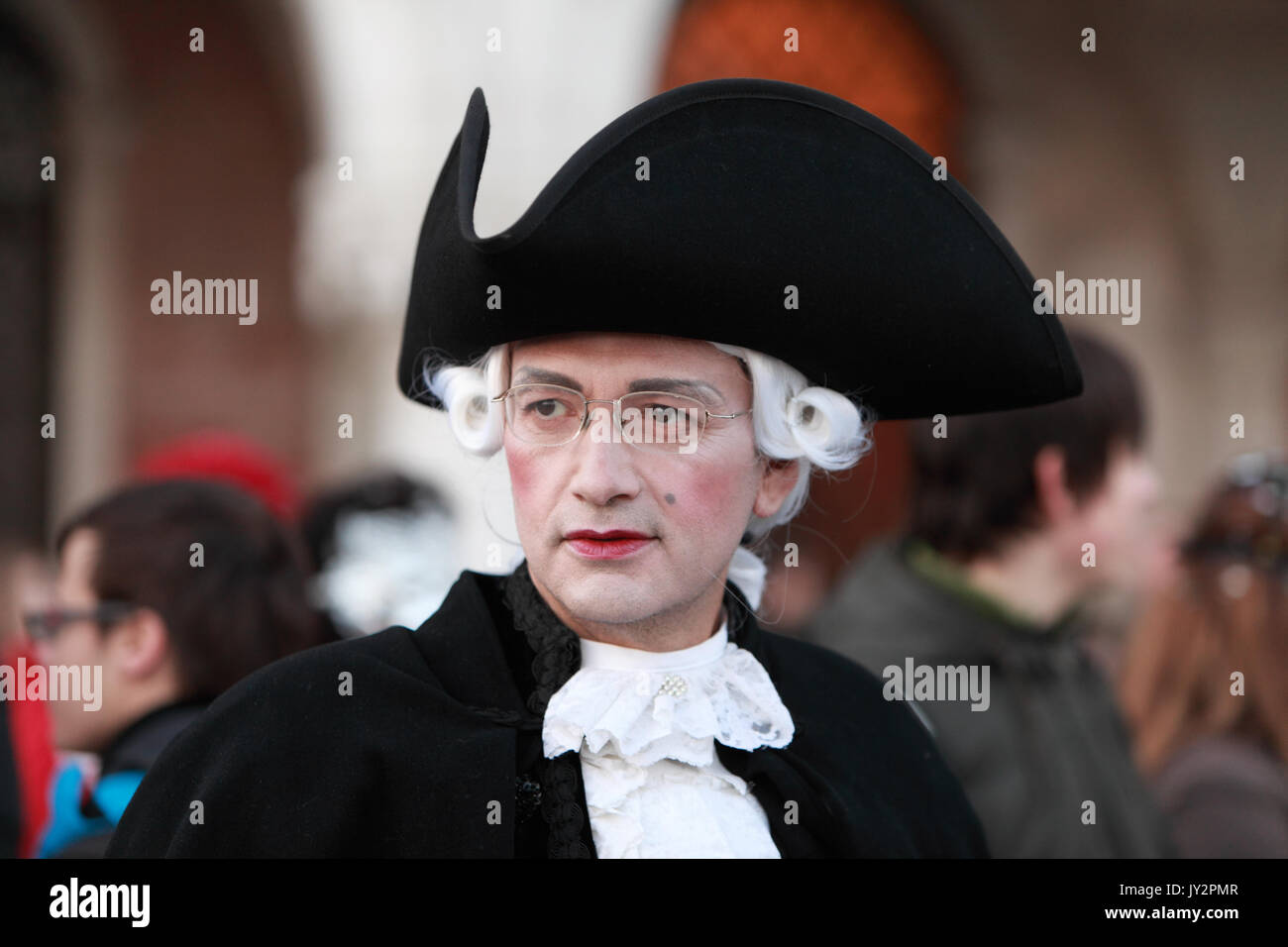 Venice, Italy, February 26th 2011: Image of a medieval courtier in ...