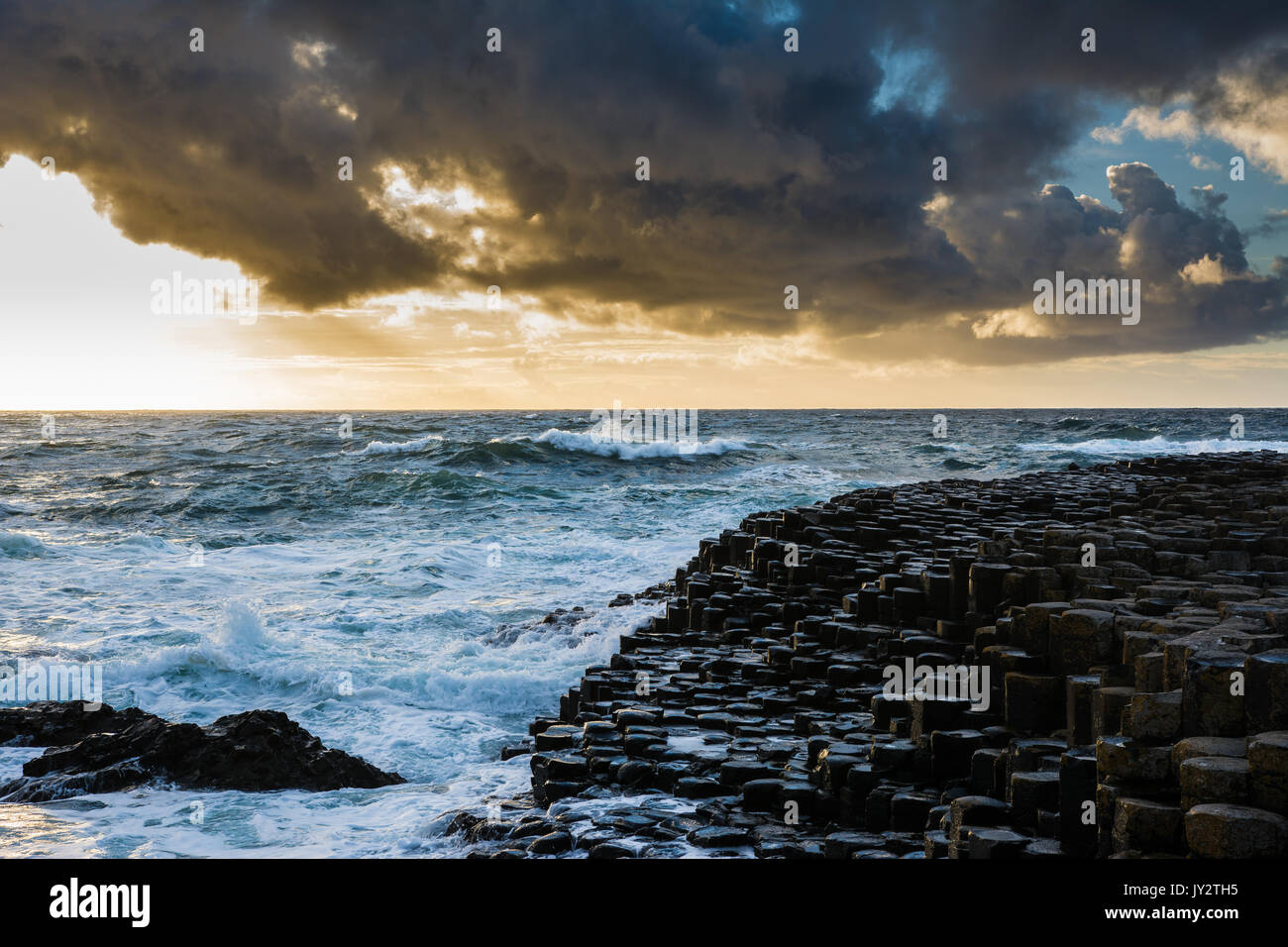 Giant Causeway Sunset Northern Ireland Stock Photo - Alamy