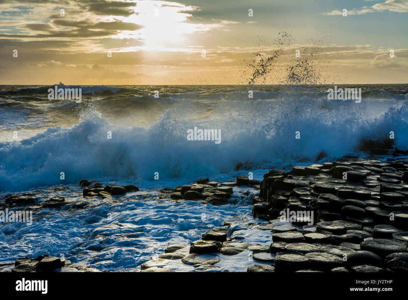 Giant Causeway Sunset Northern Ireland Stock Photo - Alamy