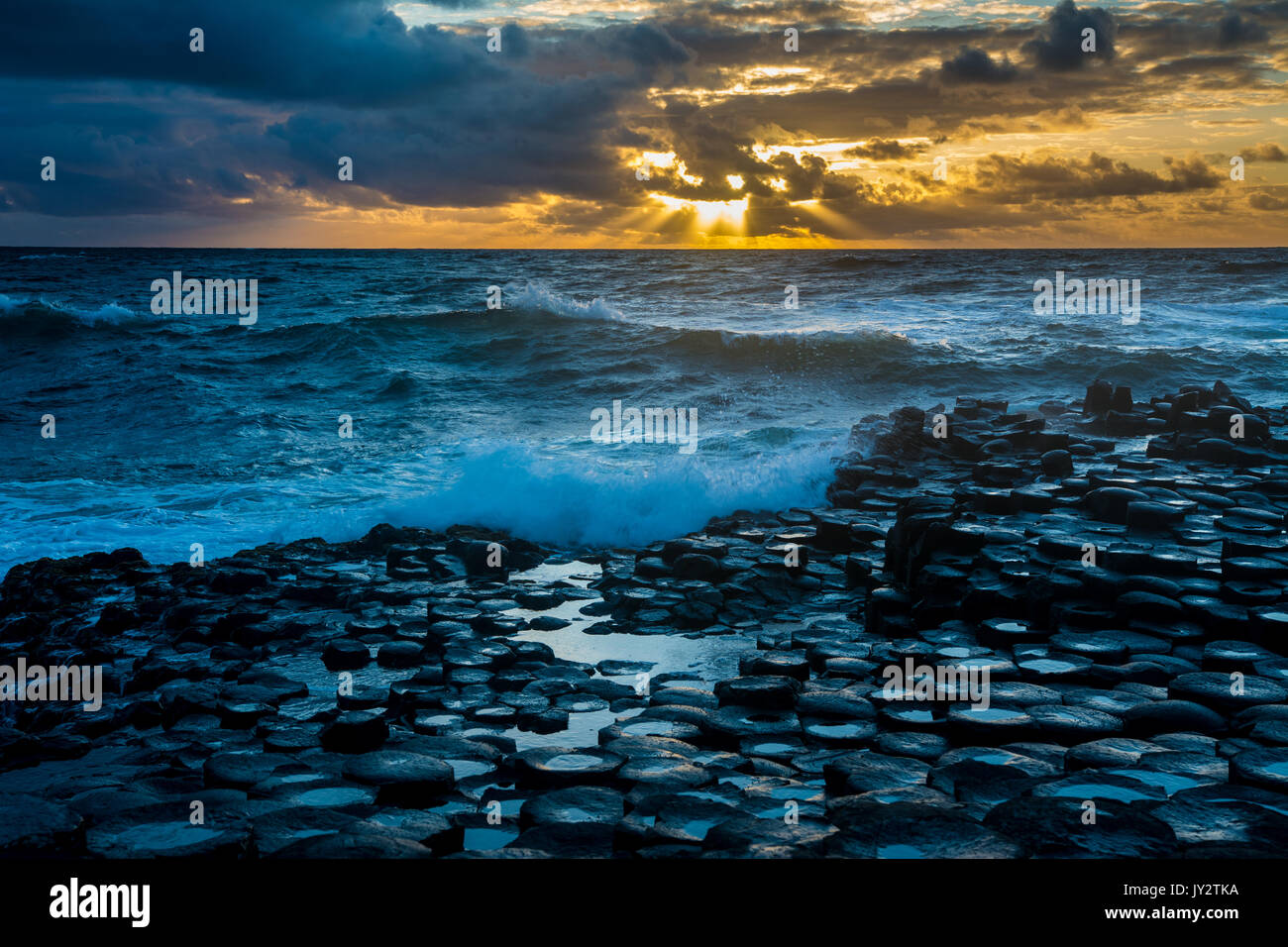 Giant Causeway Sunset Northern Ireland Stock Photo - Alamy
