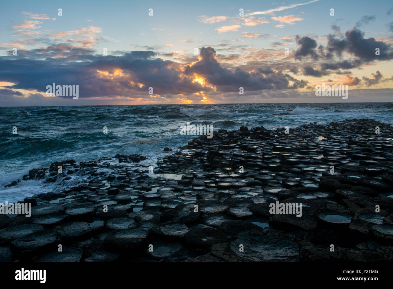 Giant Causeway Sunset Northern Ireland Stock Photo - Alamy