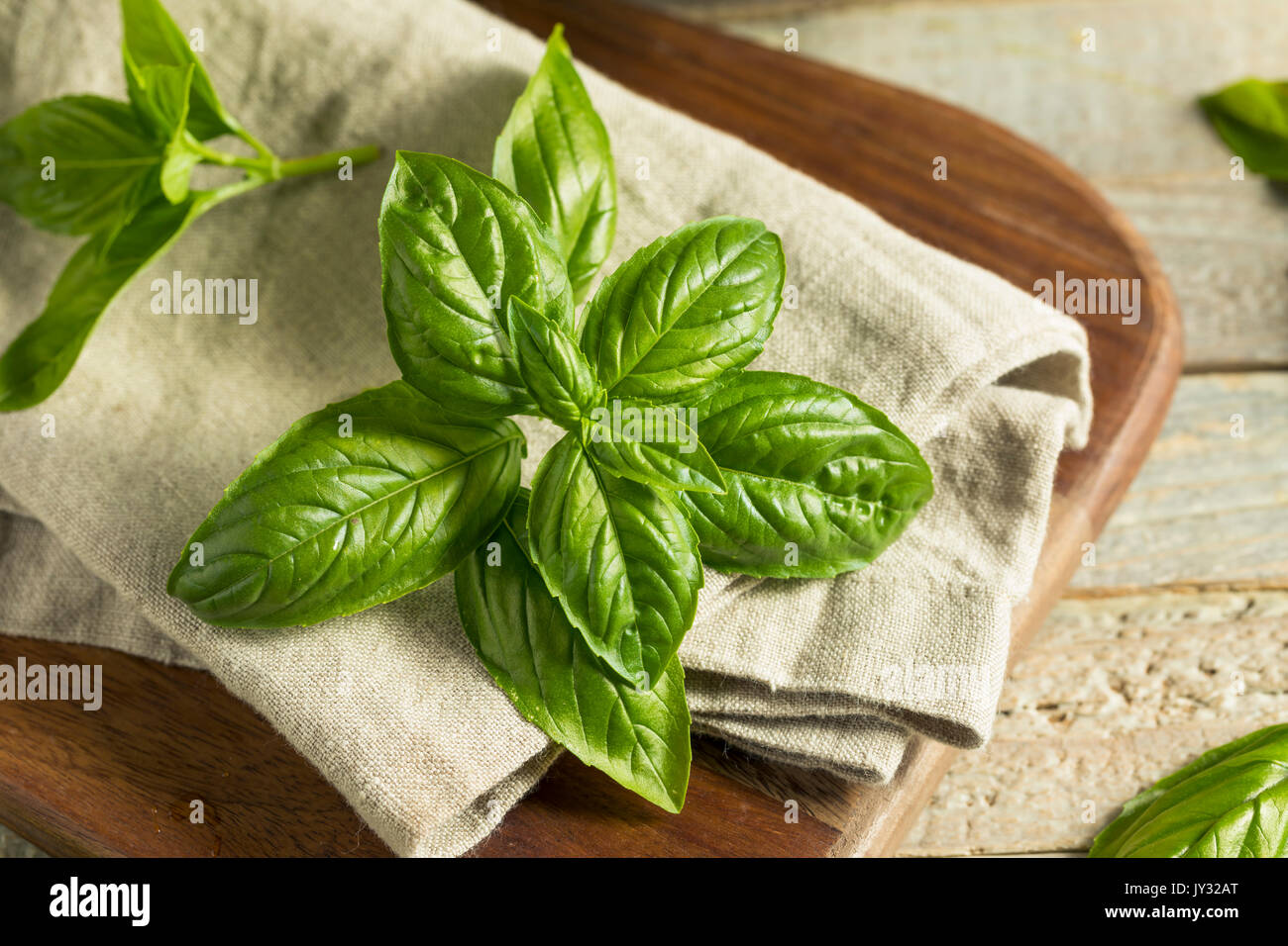 Raw Green Organic Basil Leaves Ready for Cooking Stock Photo - Alamy