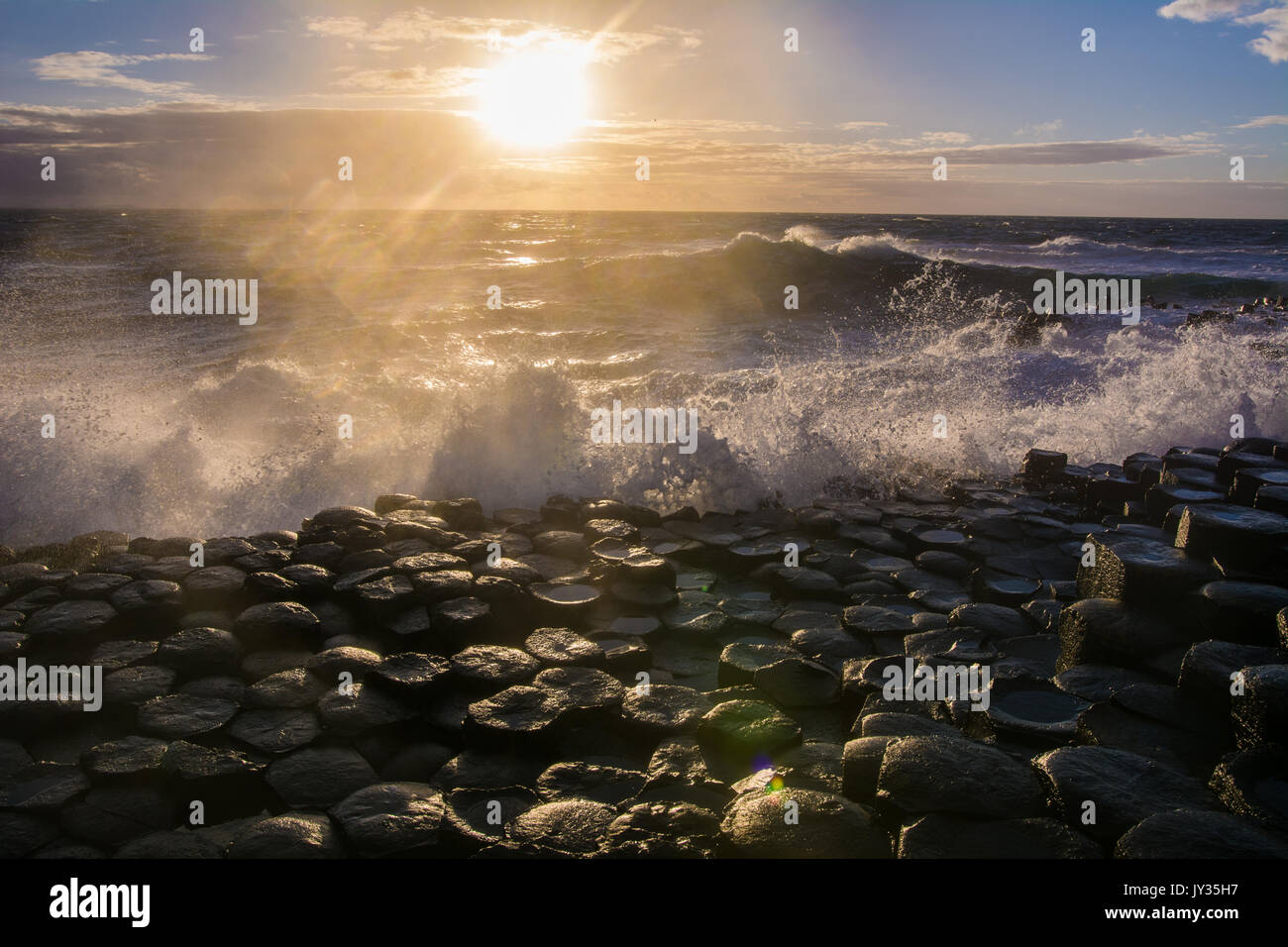 Giant Causeway Sunset Northern Ireland Stock Photo - Alamy