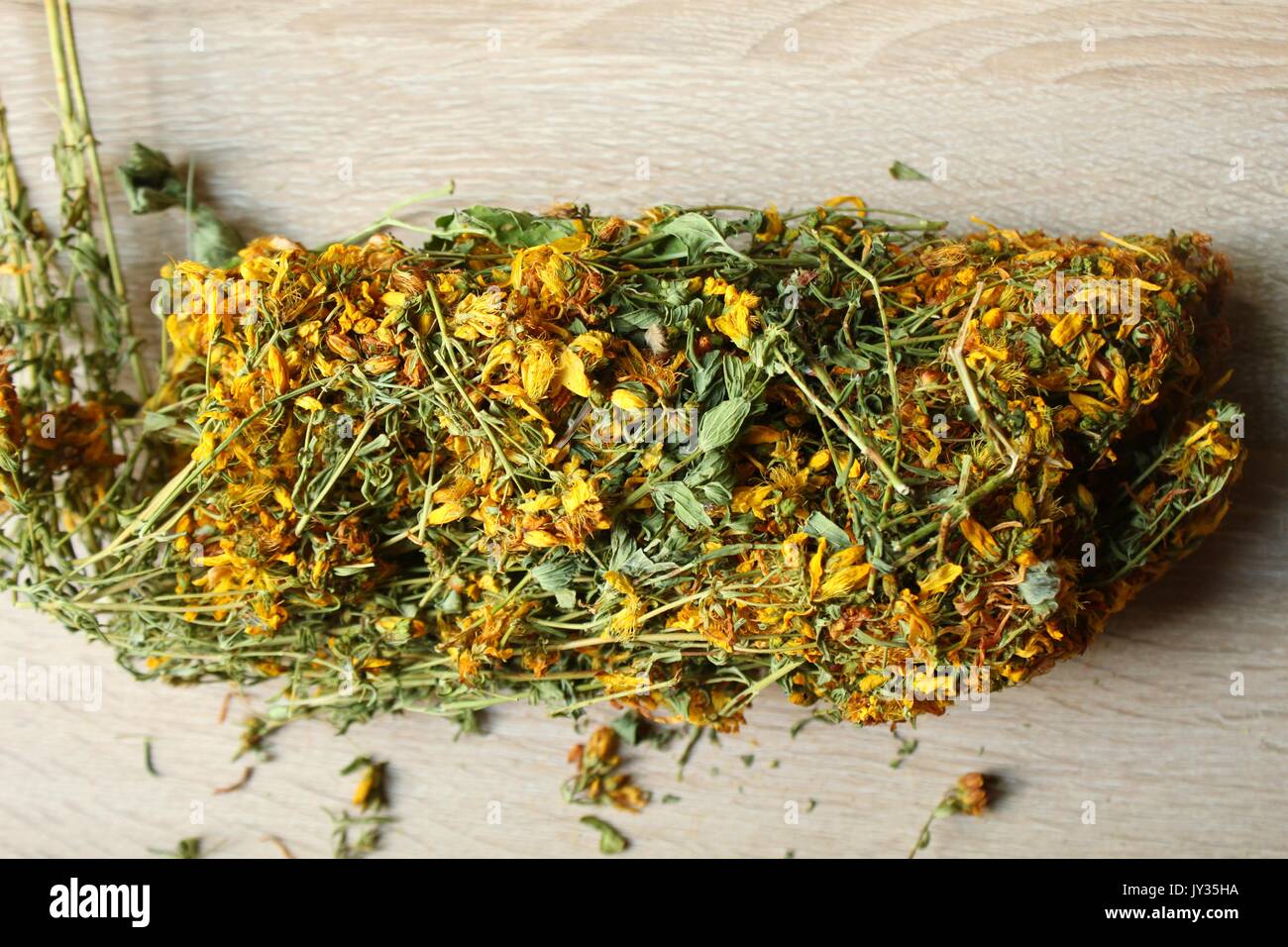 Dried hypericum perforatum herbs Stock Photo - Alamy