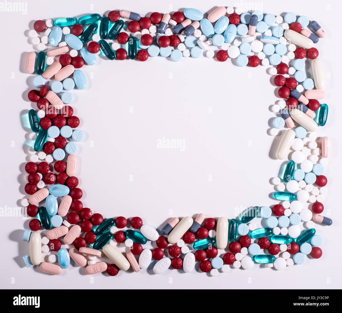 Rectangular border made of a variety of gpills and medication Stock ...
