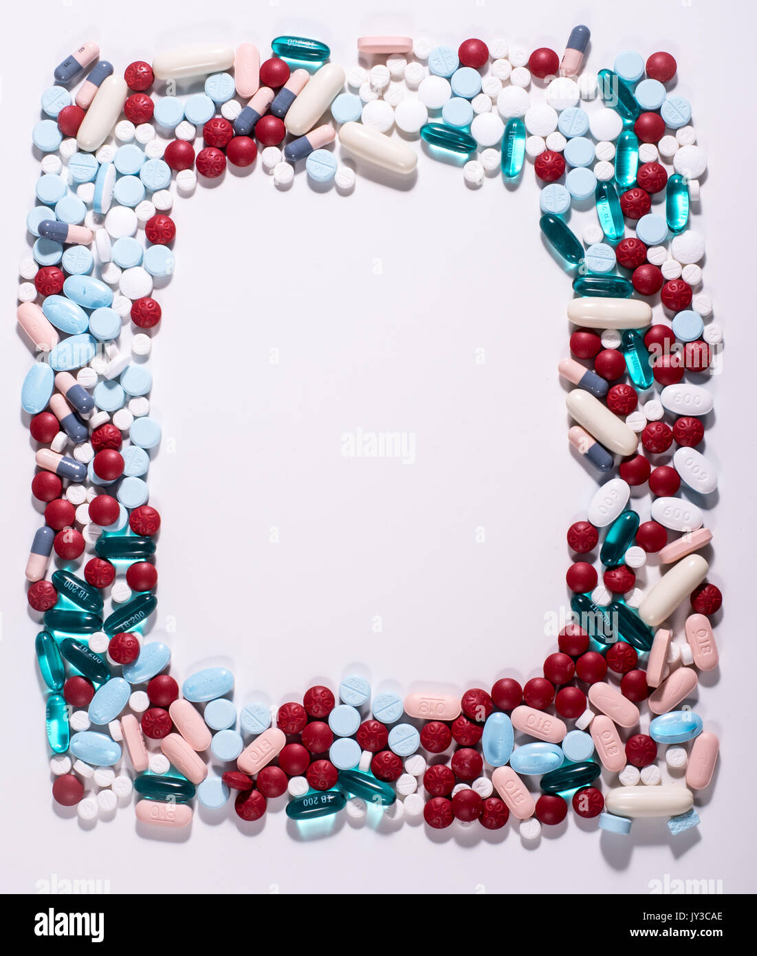 Rectangular border made of a variety of pills and medication Stock ...