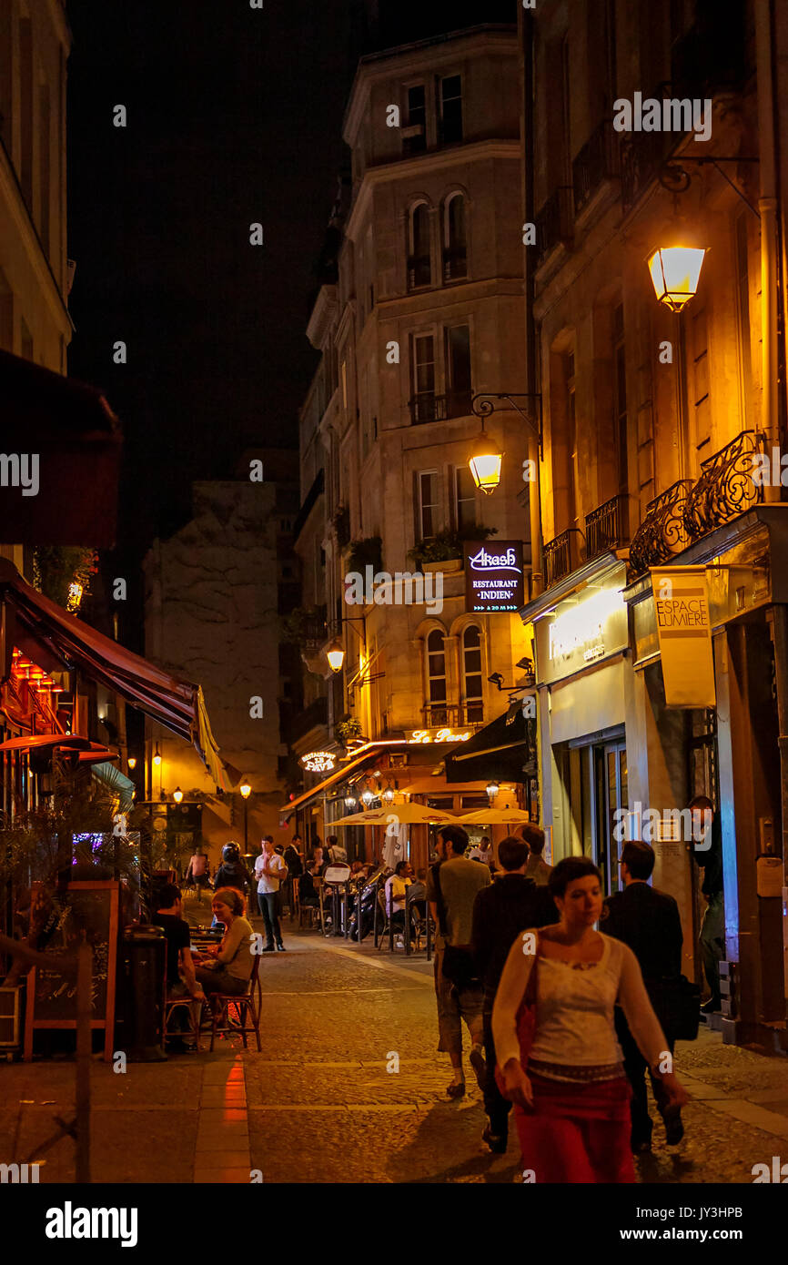 Busy street at night, Paris, France Stock Photo - Alamy