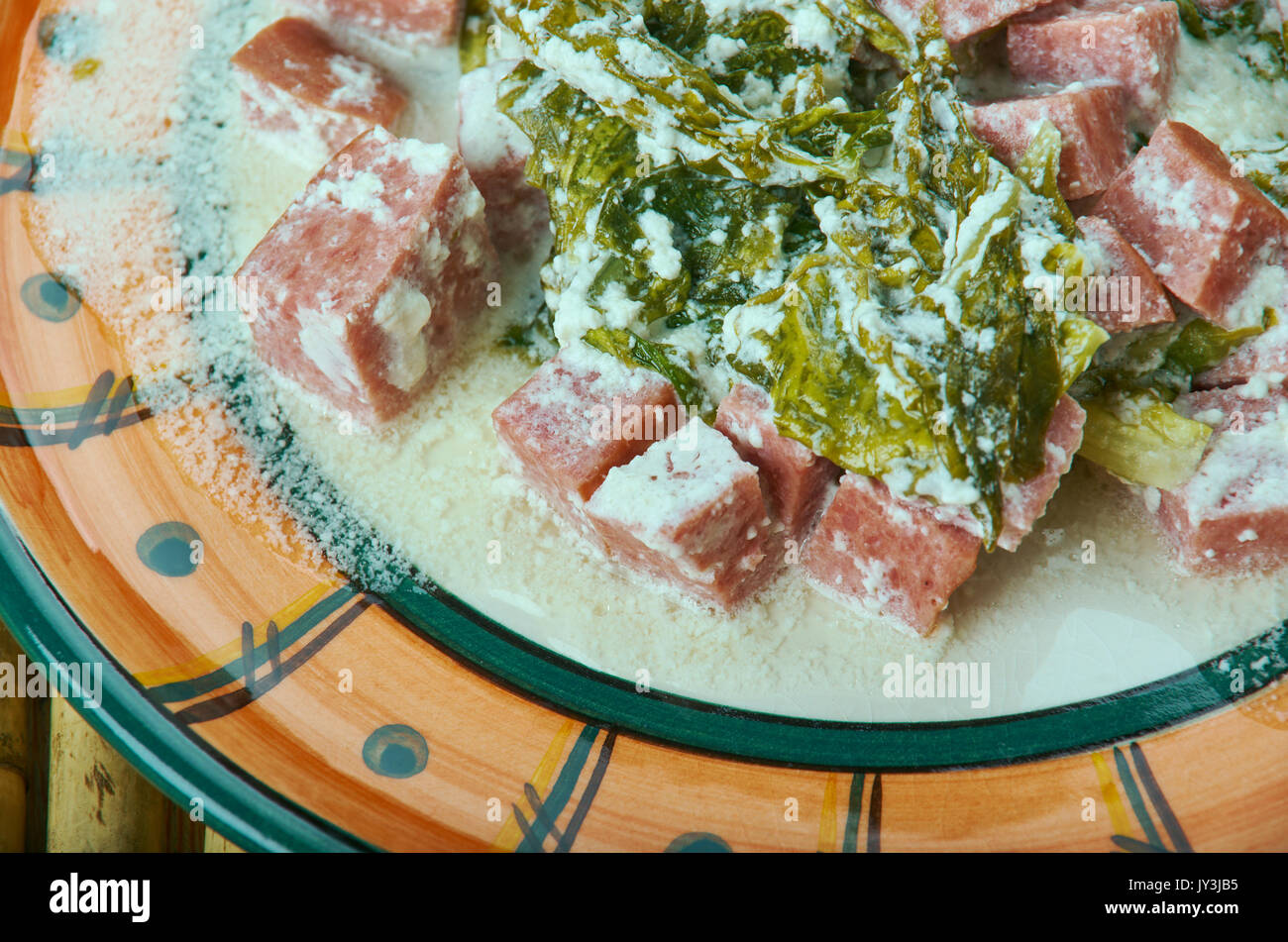 Samoan Coconut Creamed “Spinach” - Palusami. Samoa cuisine Stock Photo ...