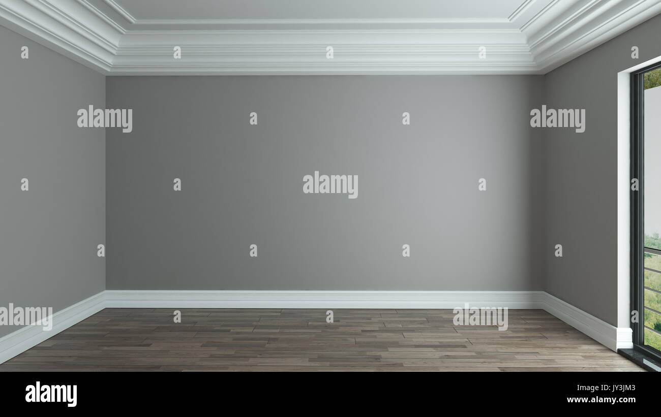 empty room interior design background with decorative ceiling 3D ...