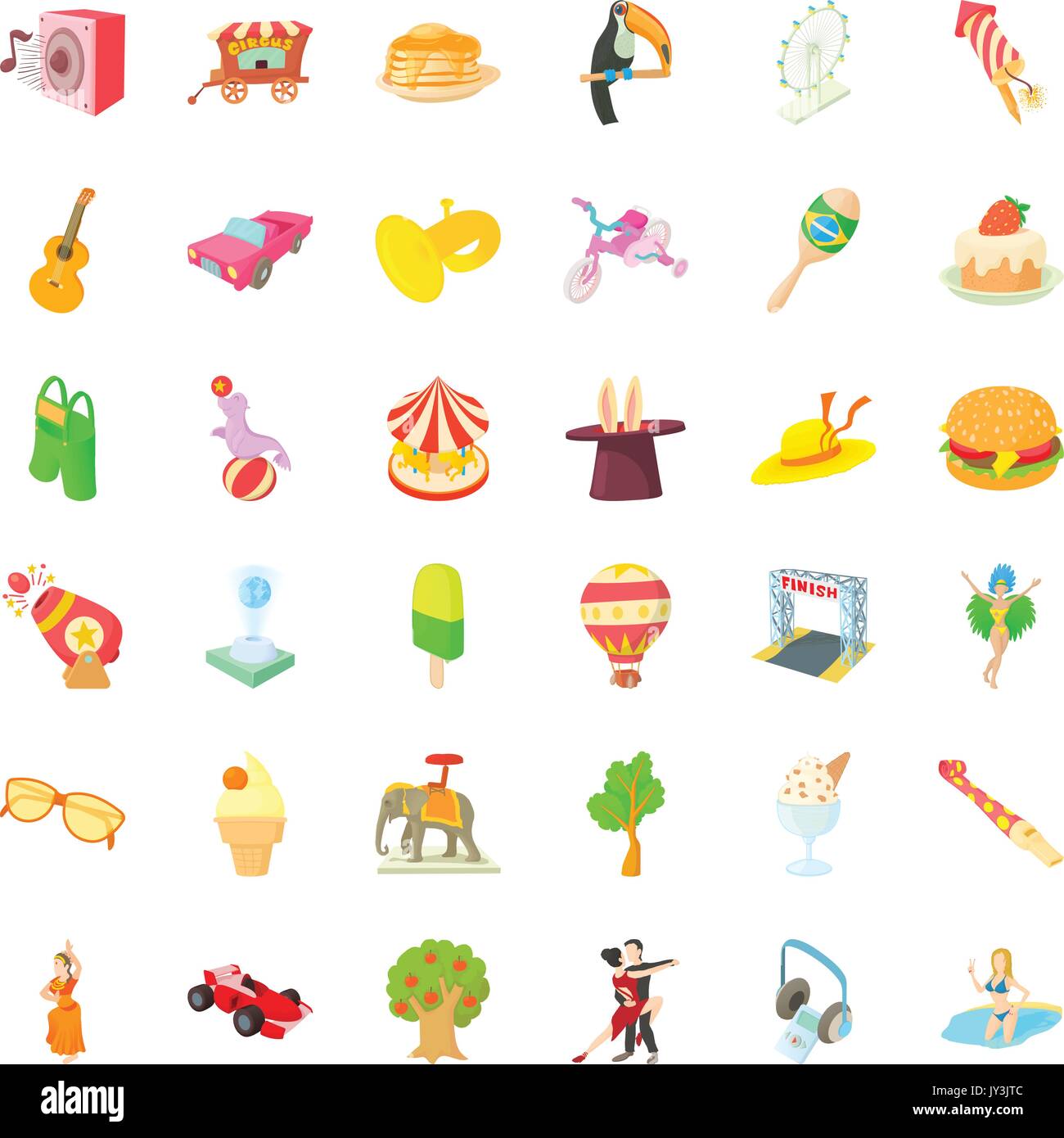 Fun park icons set, cartoon style Stock Vector Image & Art - Alamy