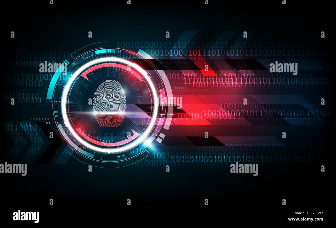 Fingerprint scan with abstract Futuristic Technology Background ...